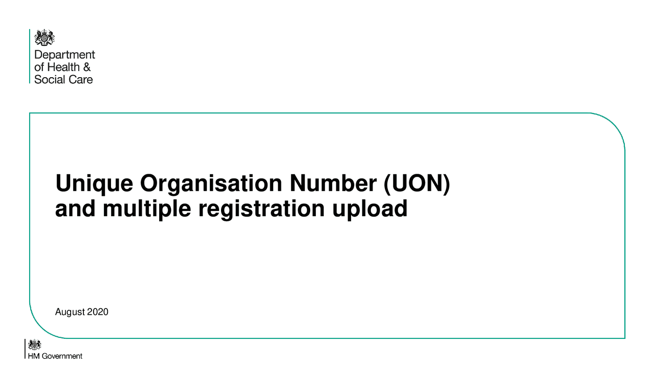 Unique Organisation Number (UON) and multiple registration ... | Study ...