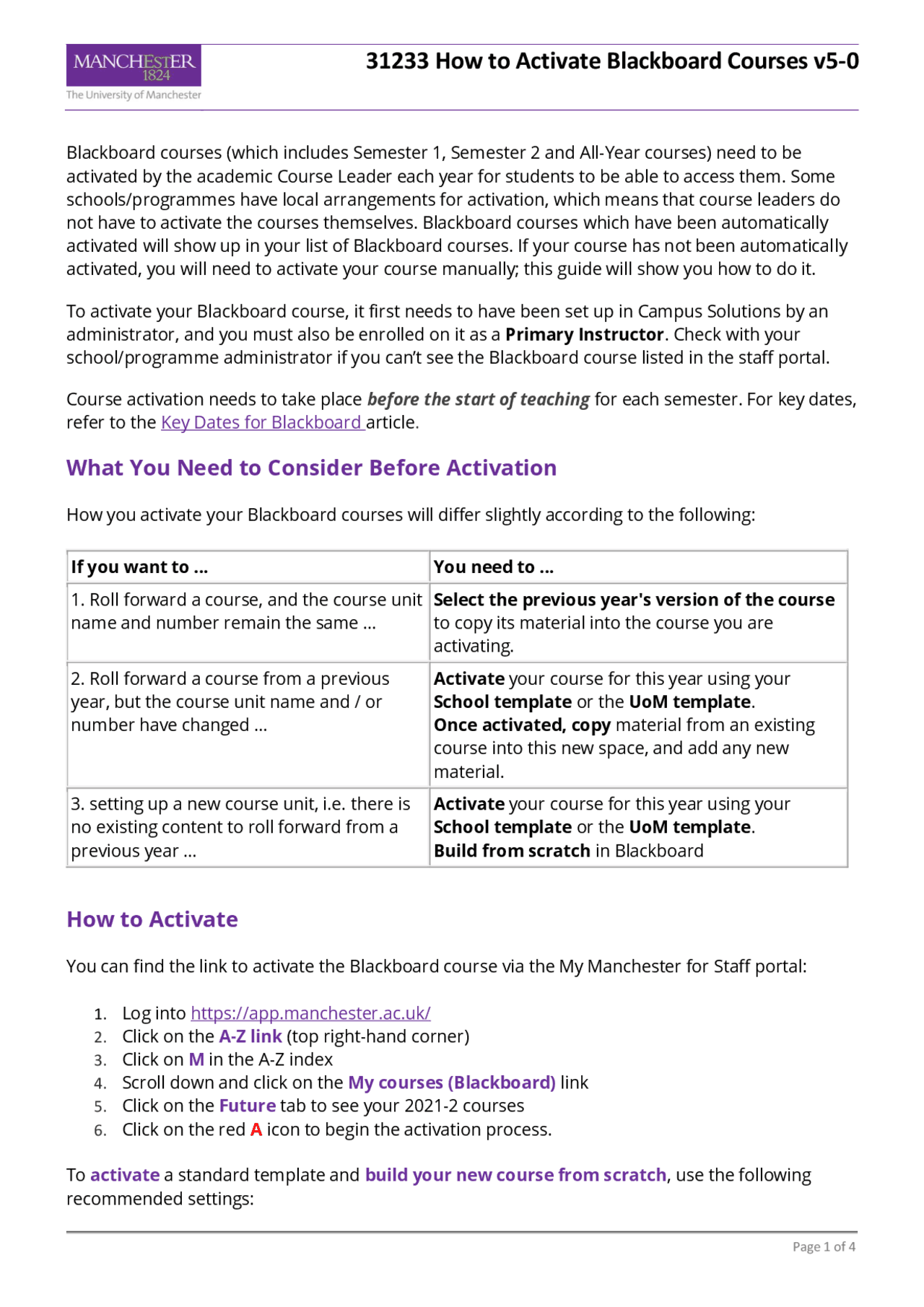 Activating Blackboard Courses: A Guide for Instructors | Schemes and ...
