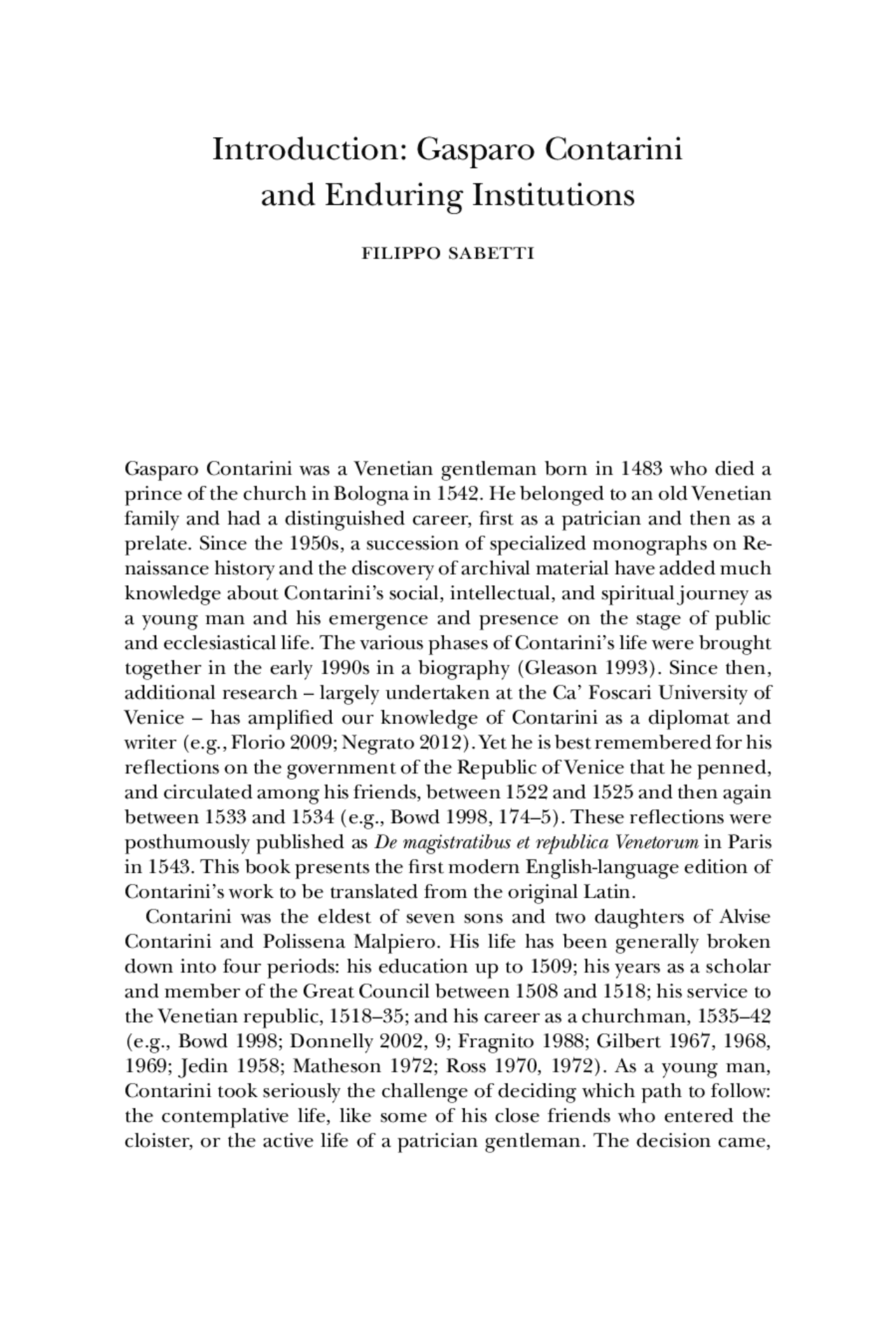 Introduction: Gasparo Contarini and Enduring Institutions | Lecture ...