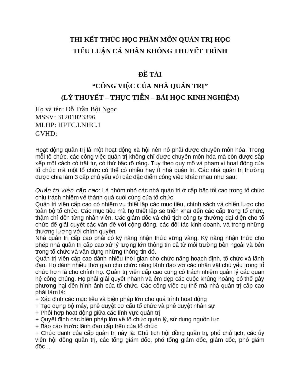 Business Management final essay | Assignments Introduction to Business Management | Docsity