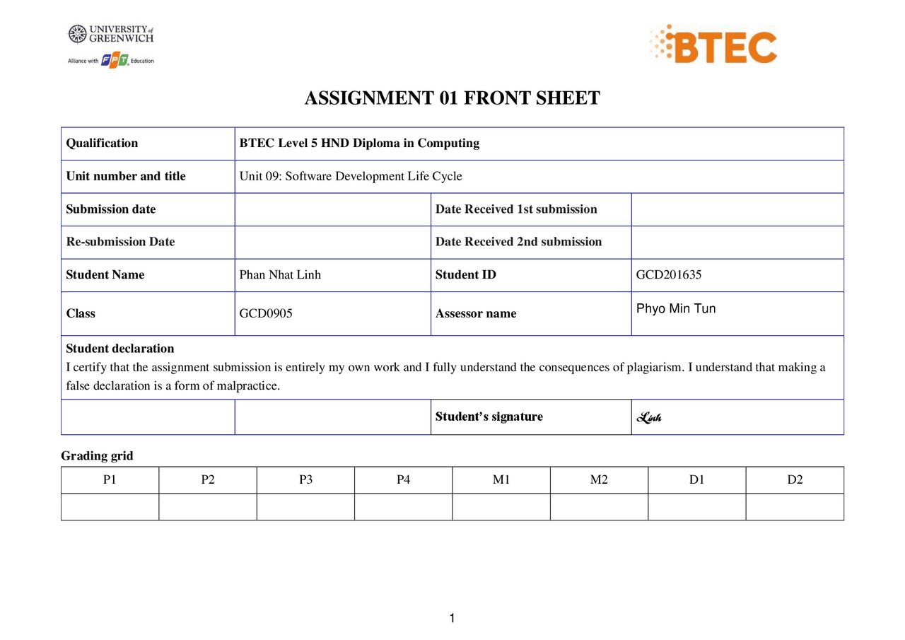 Assignment 1 - Software Development Life Cycle (1631) | Study Guides, Projects, Research ...