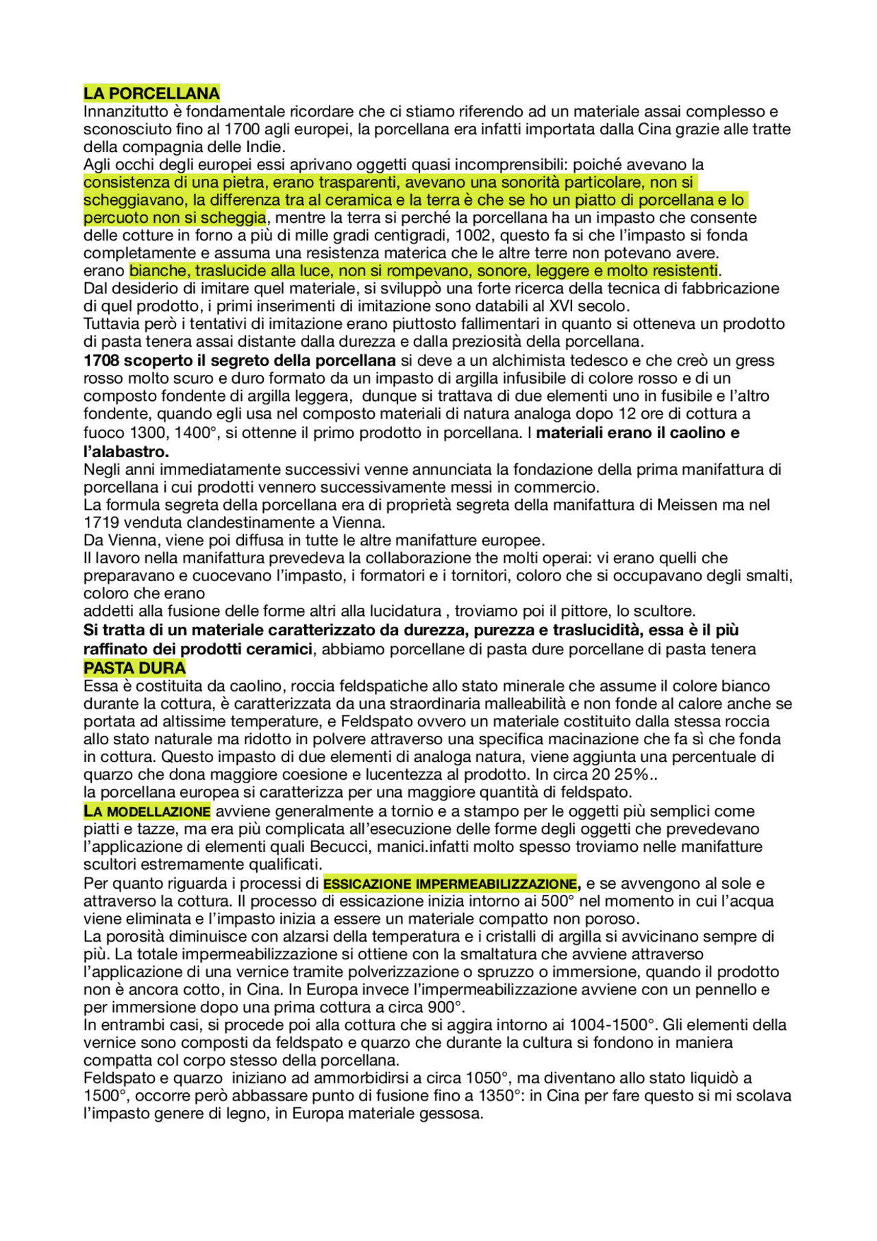 Appunti Sulla Porcellana Appunti Di Tecniche Artistiche Docsity