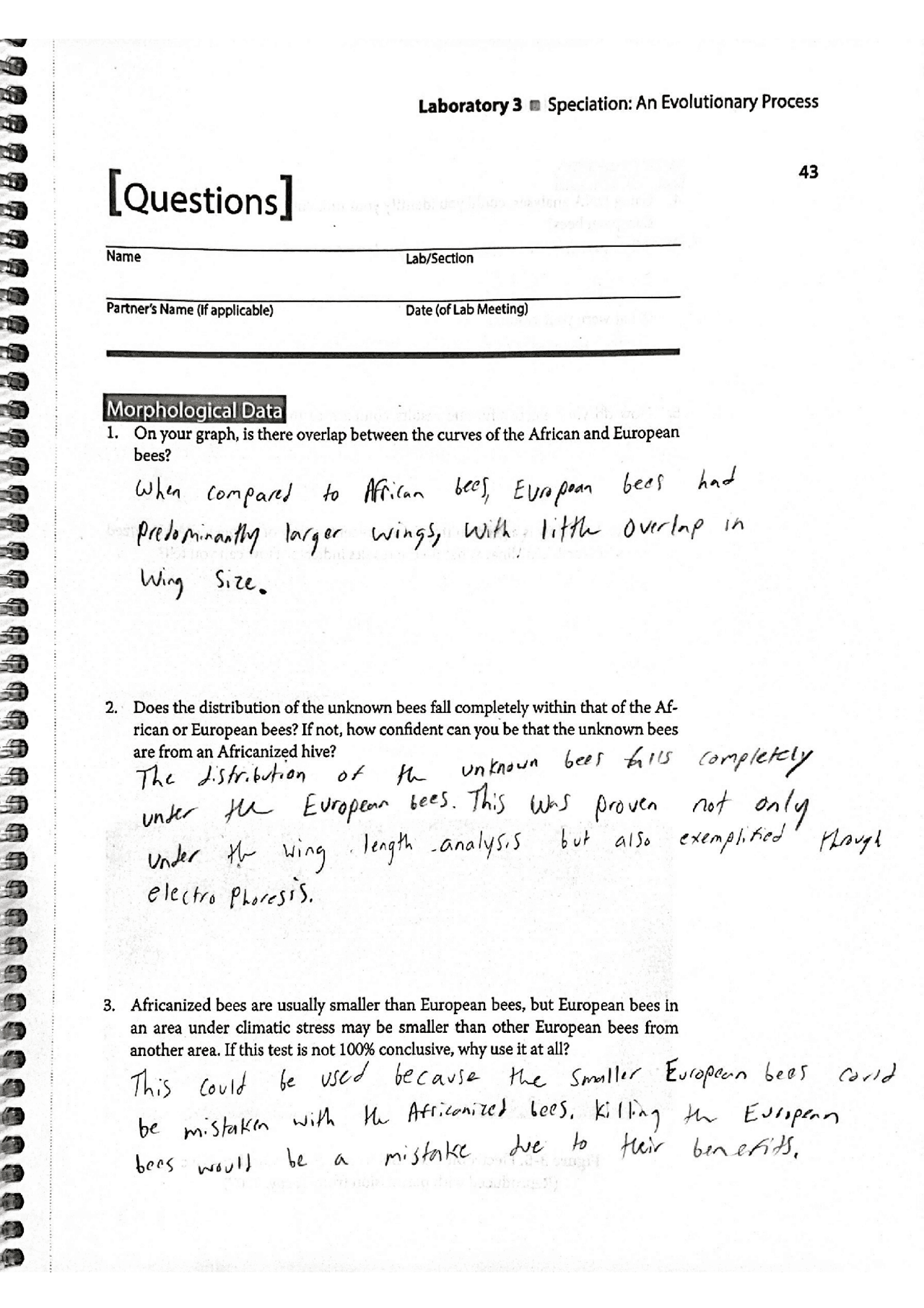 Biology 181 Lab 3 Post Lab Exercises Biology Docsity