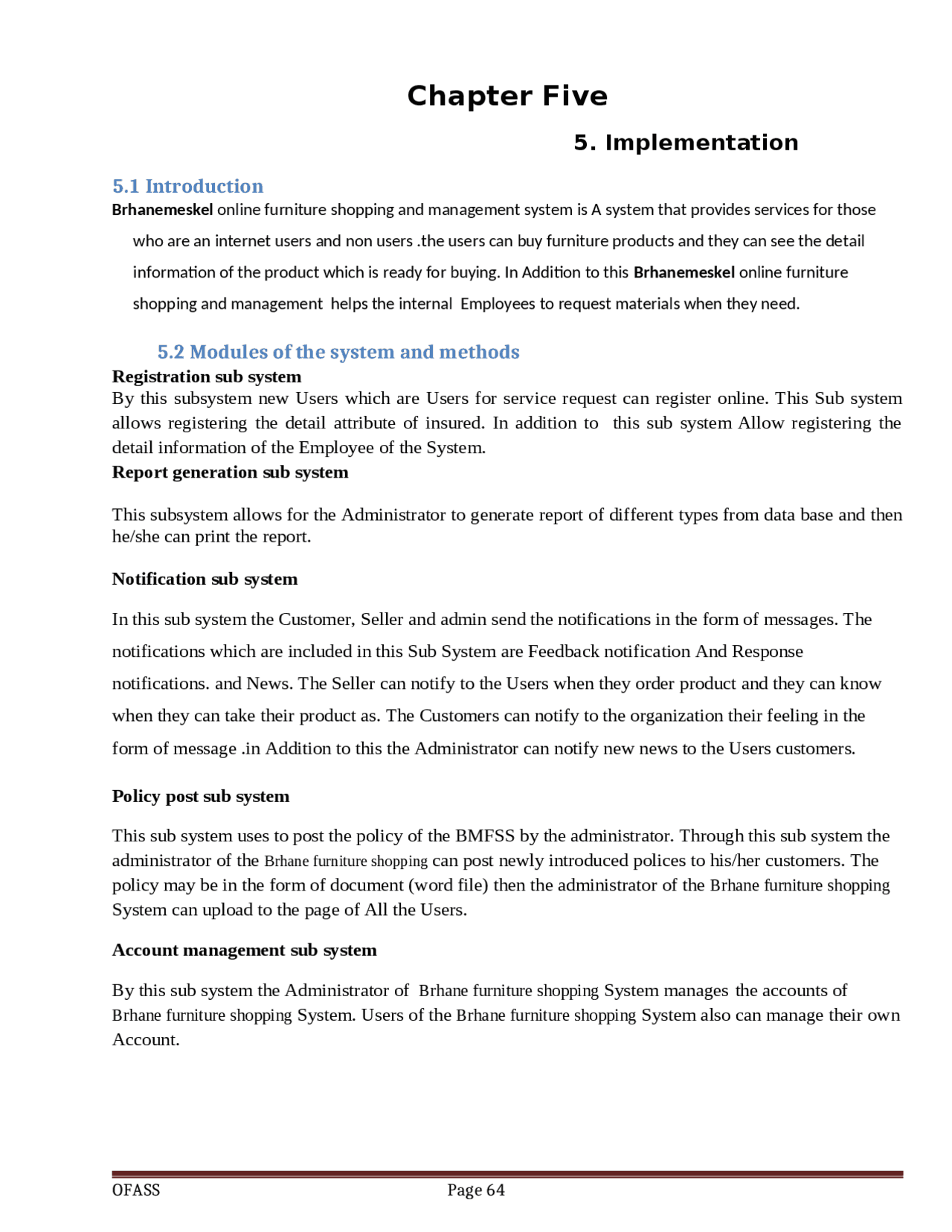 Brhane Furniture Shopping System: Modules and Testing | Lecture notes ...