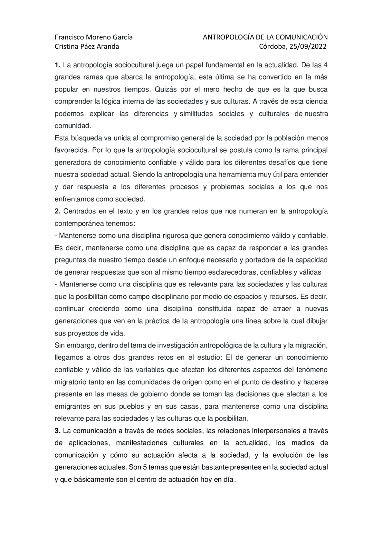 Actividad del tema 1 | Ejercicios de Antropología | Docsity