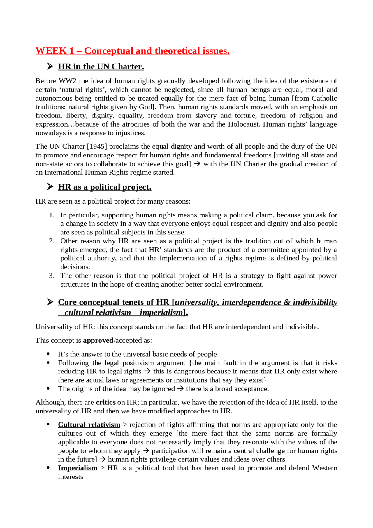 HUMAN RIGHTS IN INTERNATIONAL POLITICS ENGLISH SUMMARY | Appunti di ...