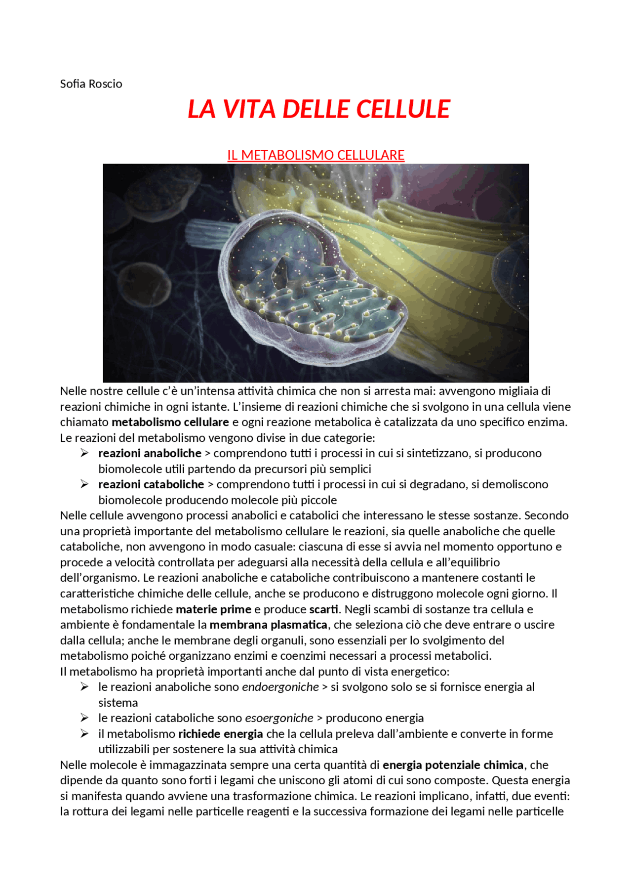 La Vita Delle Cellule Appunti Di Scienze Della Terra Docsity
