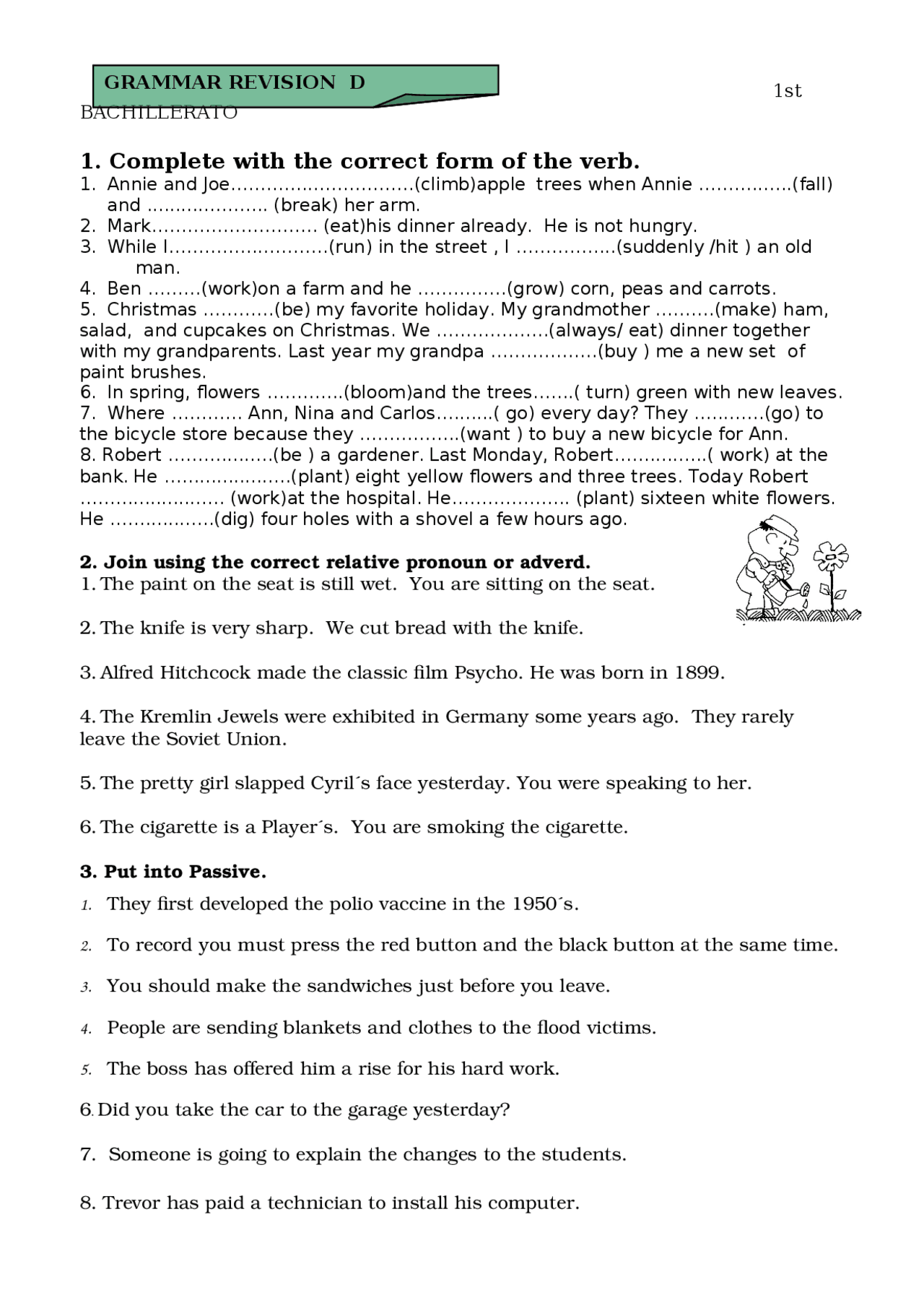 English Grammar Exercises: High School Review | Ejercicios de Inglés ...