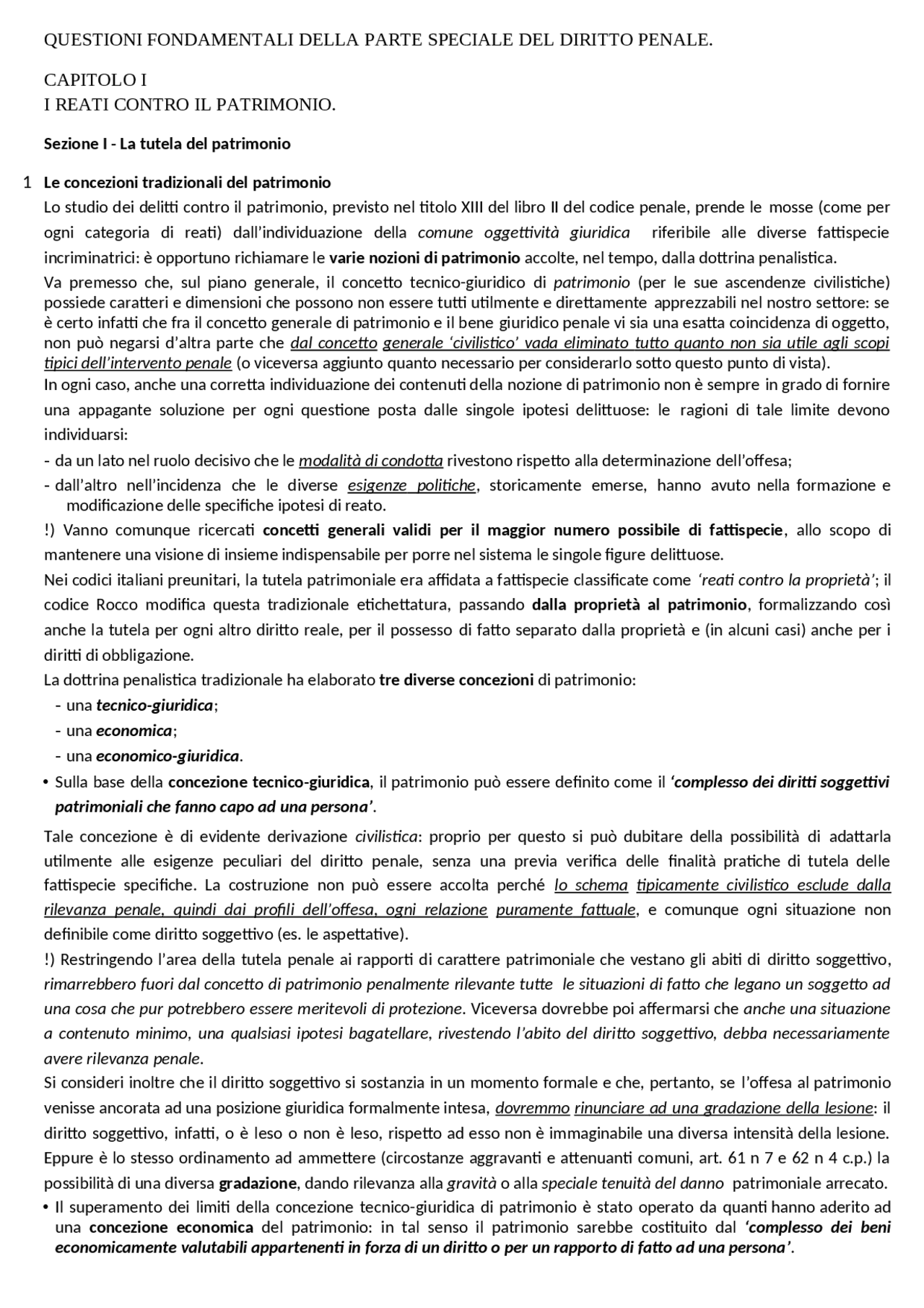 Diritto Penale 2 - parte speciale | Dispense di Diritto Penale | Docsity