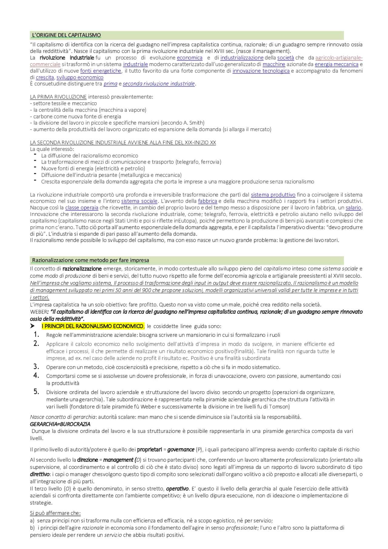 Riassunto del libro + appunti aula | Appunti di Economia e Gestione Delle Imprese | Docsity