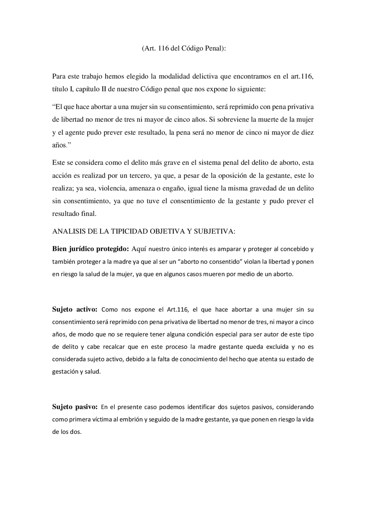 Aborto Sin Consentimiento Resúmenes De Derecho Docsity