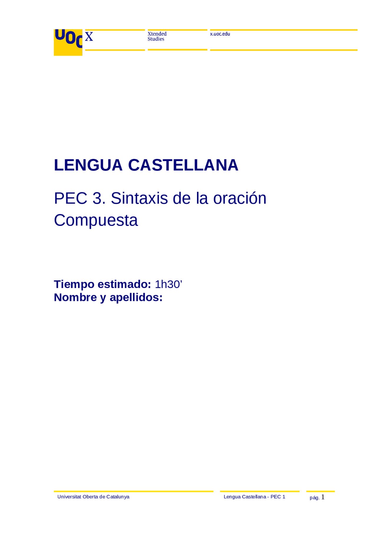 Lengua Castellana Pec 3 Sintaxis De La Oración Compleja Ejercicios