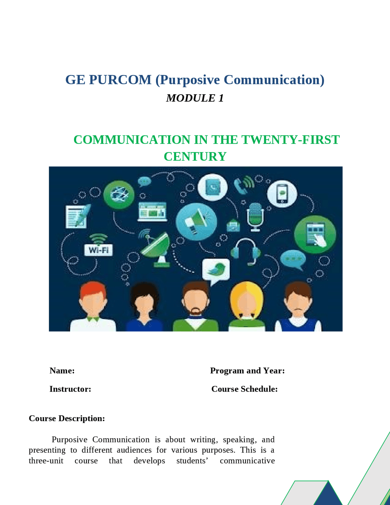 Purposive Communication Lecture Notes English Literature Docsity