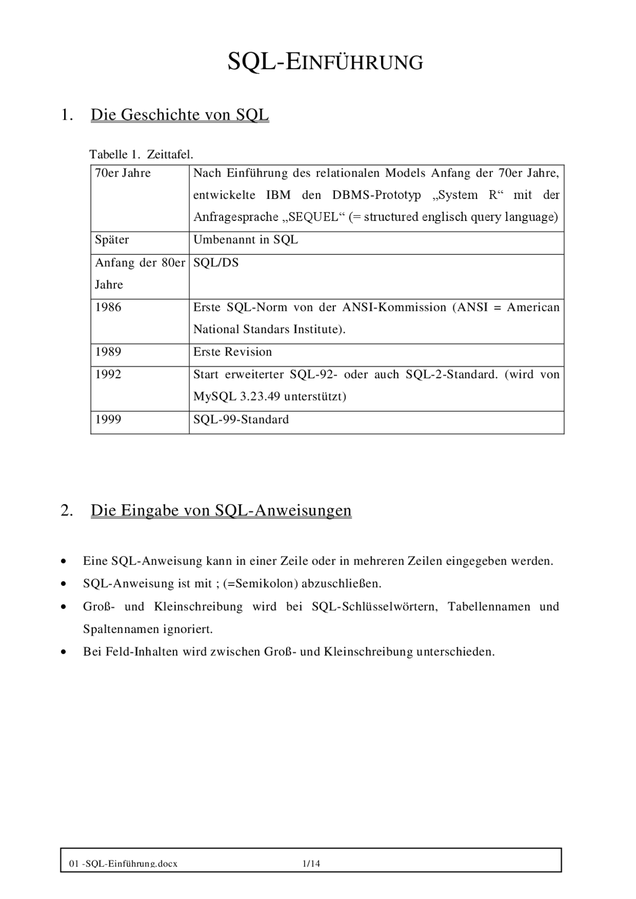 SQL Einführung, Anweisungen und Transaktionen | Skripte Datenbanken ...