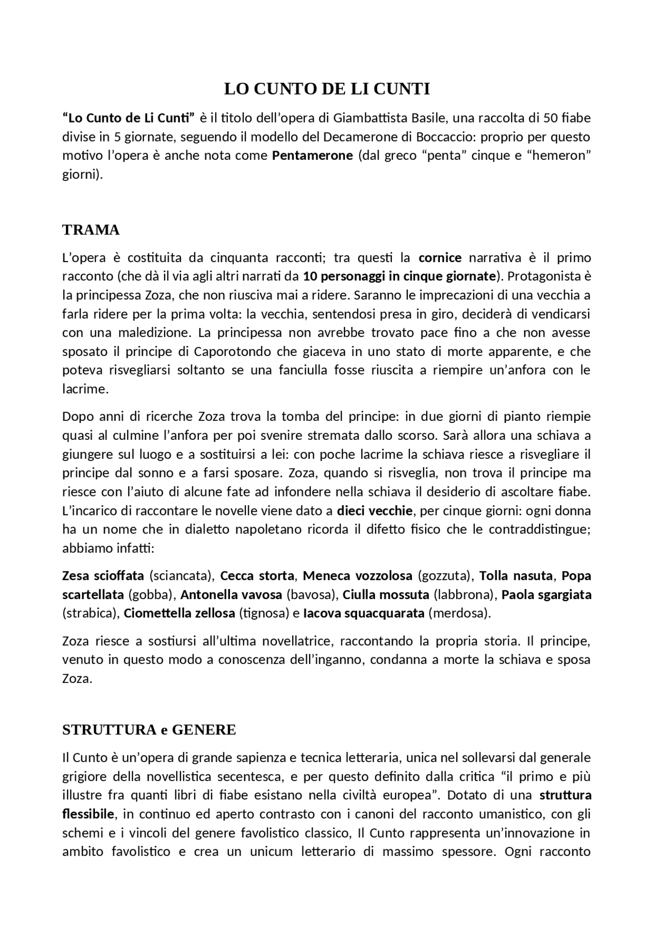 ANALISI E RIASSUNTO "LO CUNTO DE LI CUNTI" di Giovan Battista Basile ...