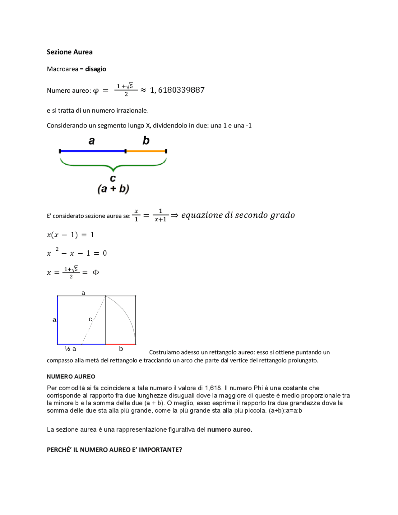 La sezione aurea in matematica | Schemi e mappe concettuali di ...