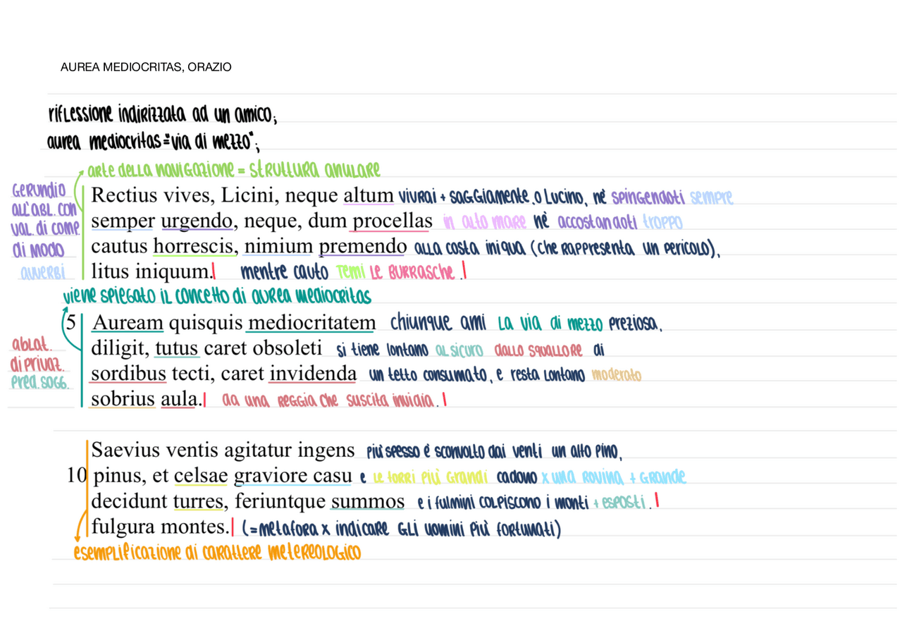 Aurea Mediocritas Orazio Appunti Di Latino Docsity