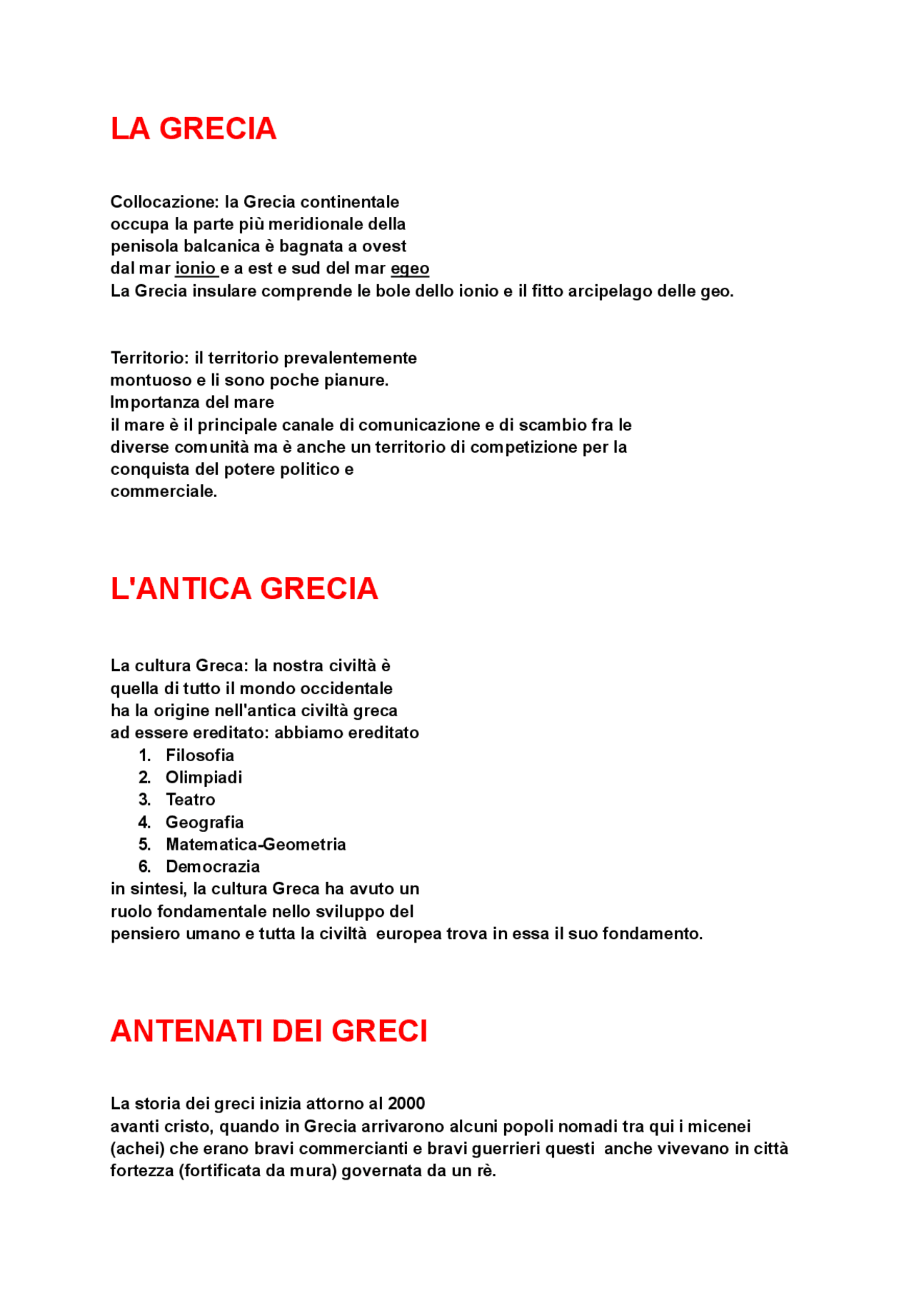 Grecia E Lantica Grecia Appunti Di Storia Docsity