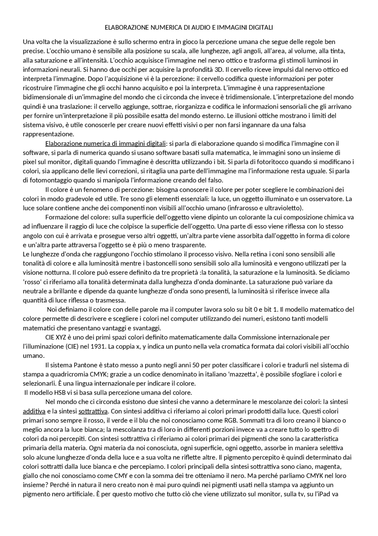 Elaborazione numerica di audio e immagini digitali | Dispense di ...