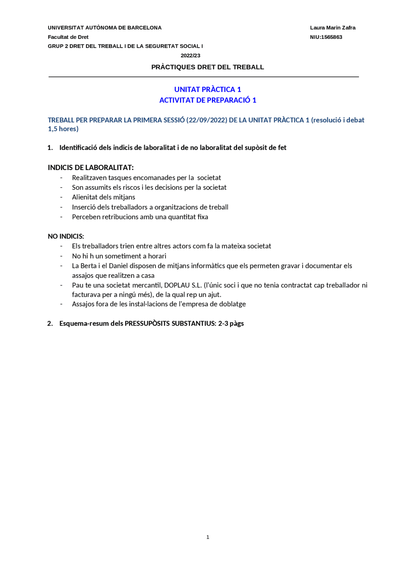 Practica Derecho Laboral 2022 Ejercicios De Derecho Laboral Docsity
