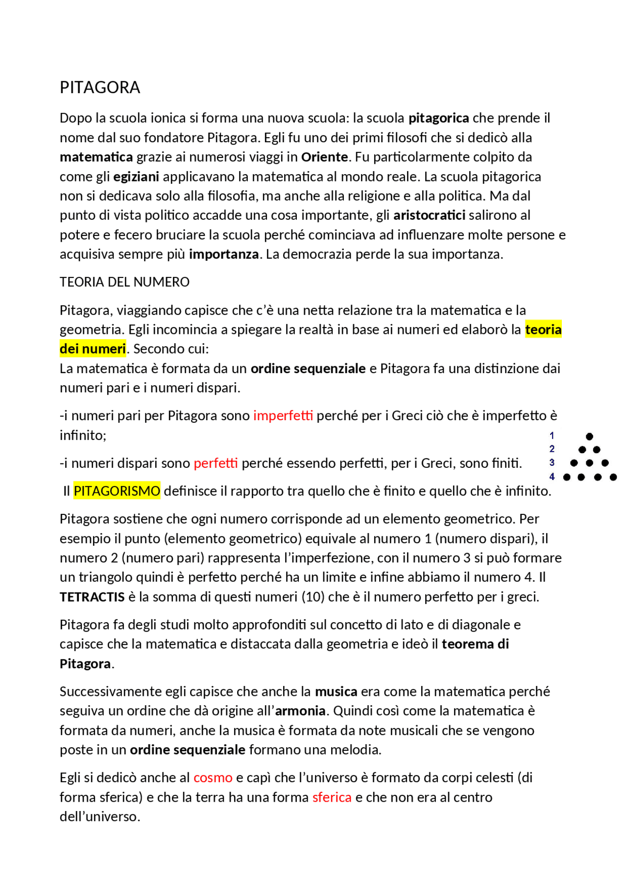 Appunti Pitagora E Le Sue Teorie Appunti Di Filosofia Docsity