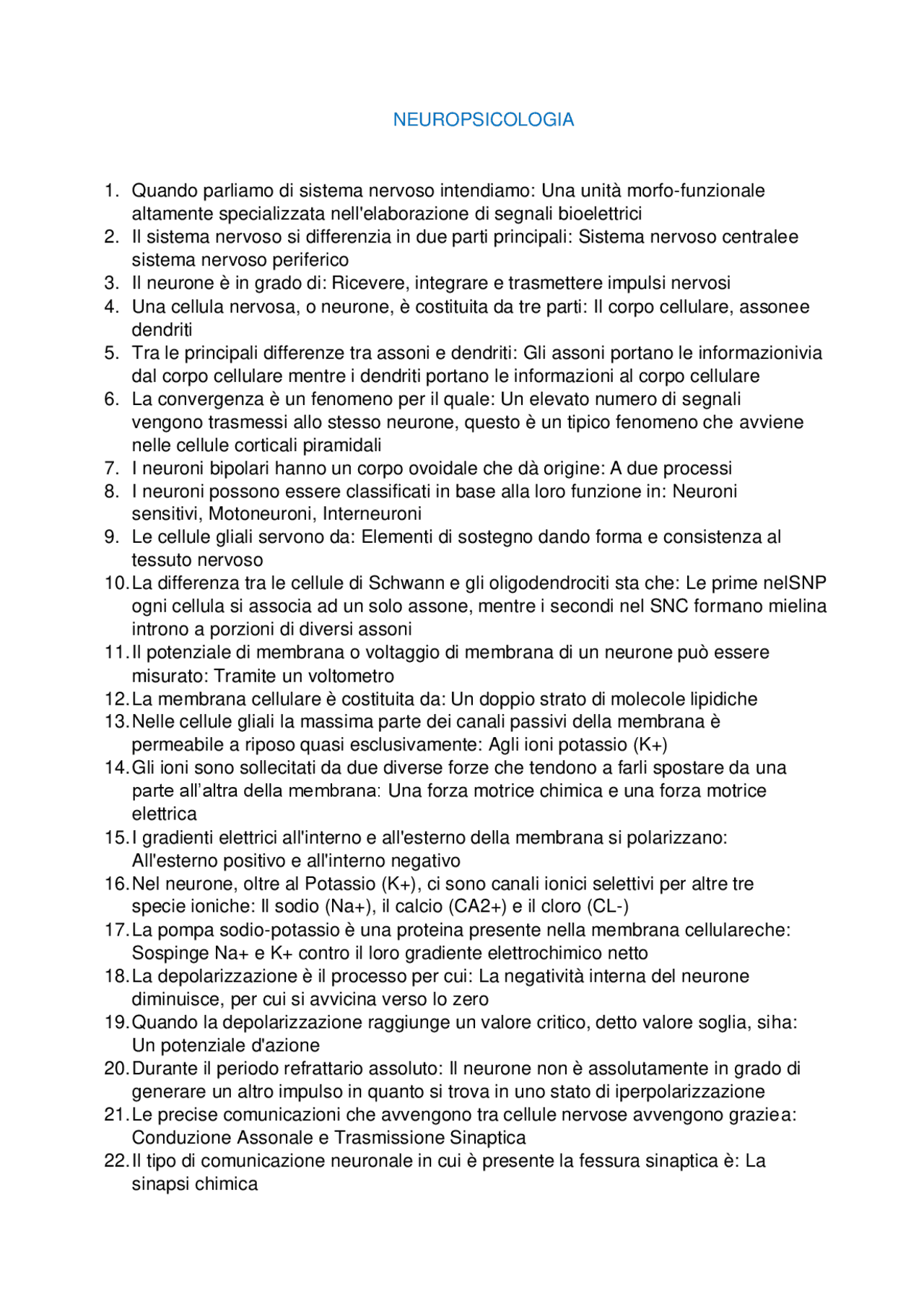 Neuropsicologia Agg A Settembre Lm 24 Mercatorum Prove Desame Di