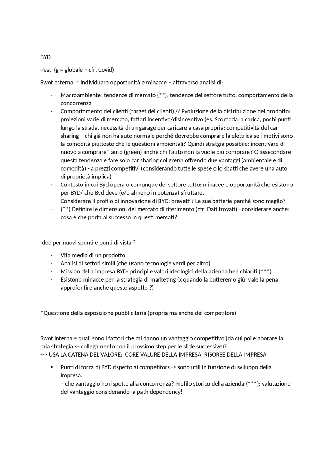 Appunti Swot Analysis Schemi E Mappe Concettuali Di Marketing Docsity