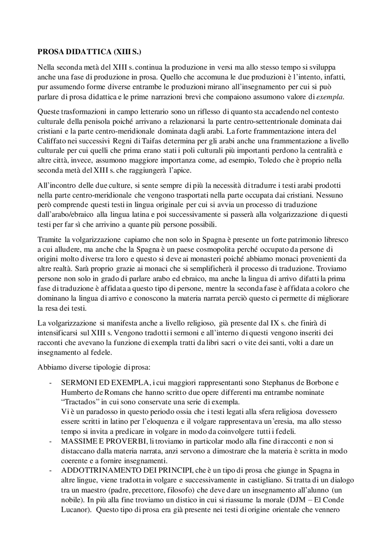 Spiegazione Prosa Didattica Appunti Di Letteratura Spagnola Docsity