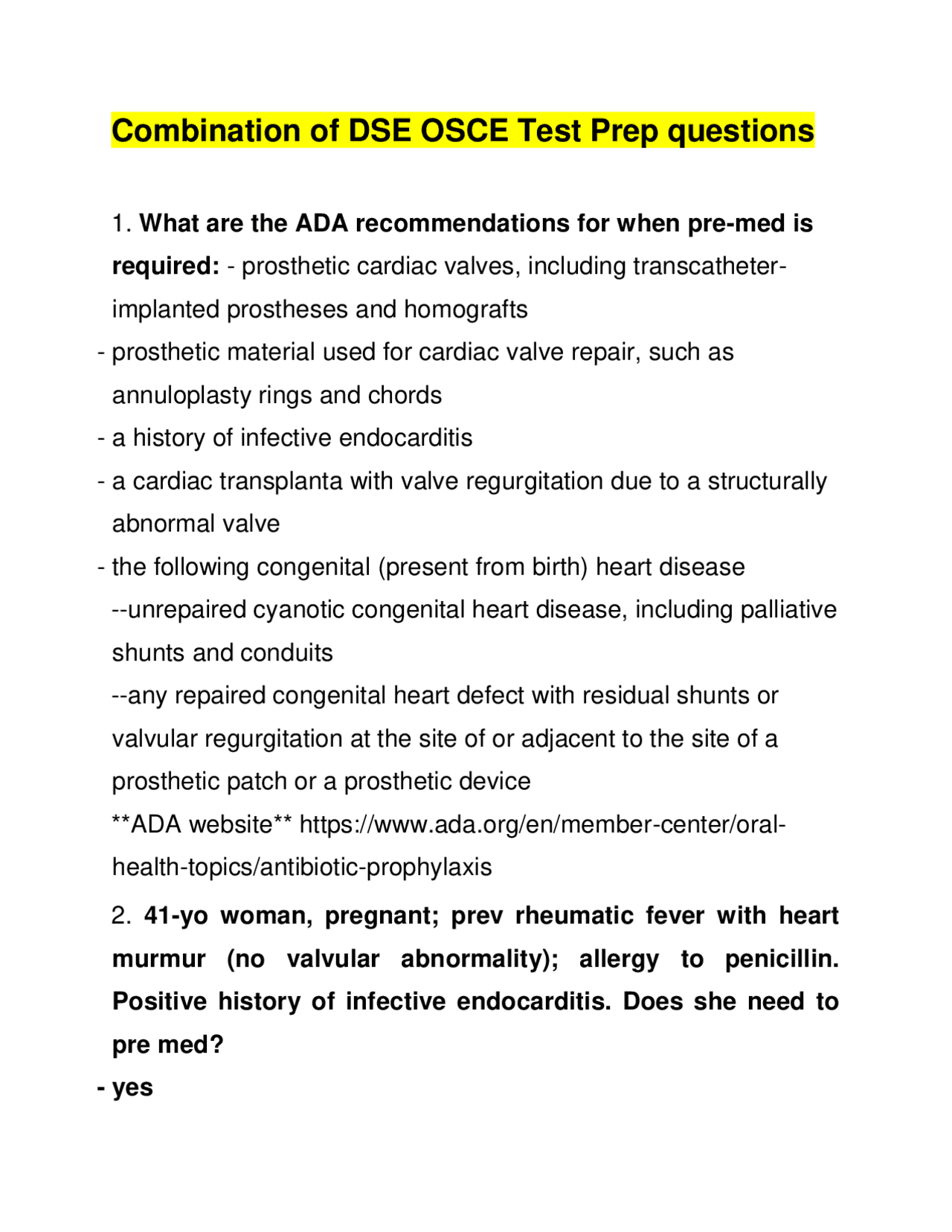 Combination of DSE OSCE Test Prep questions Latest 2022 | Exams Nursing ...