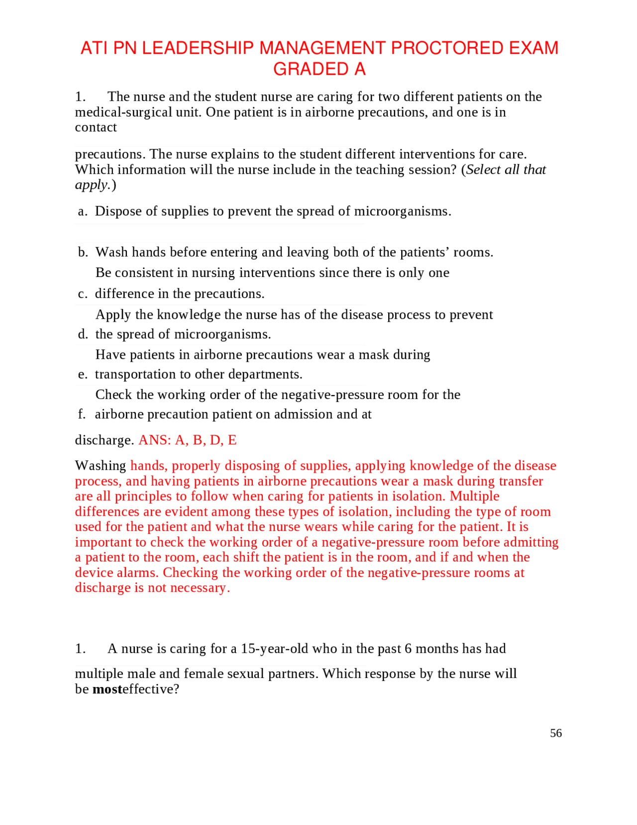 ATI PN LEADERSHIP MANAGEMENT PROCTORED EXAM GRADED A | Exams Nursing ...