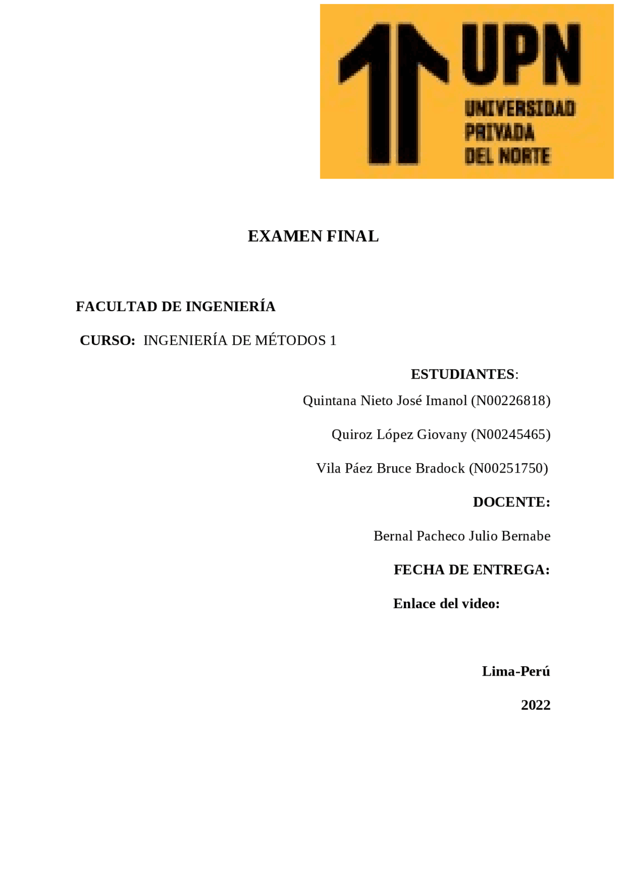 Examen Final Ingenieria De Metodos Exámenes Selectividad De