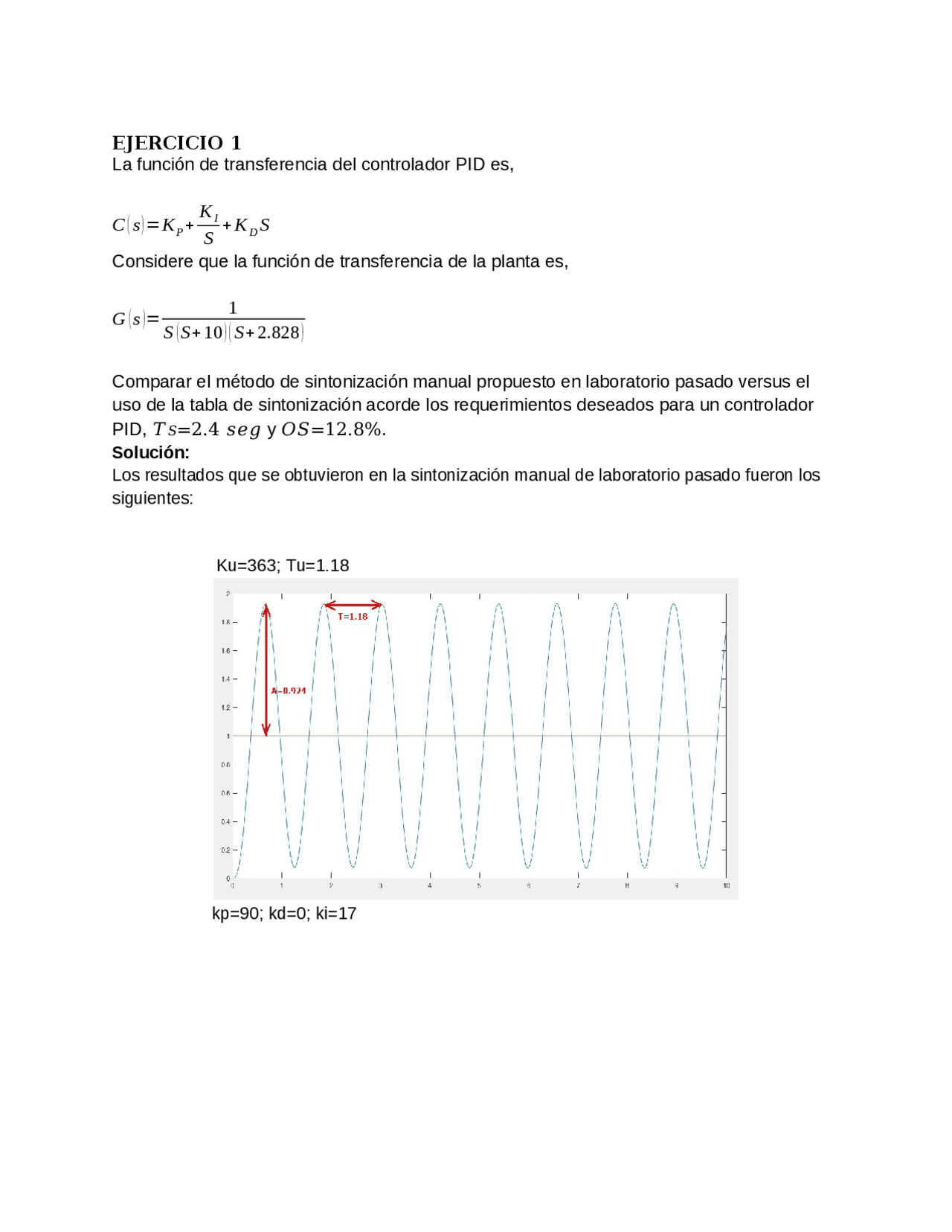 SINCRONIZACIÓN CONTROLADOR PID | Ejercicios de Control de Procesos | Docsity