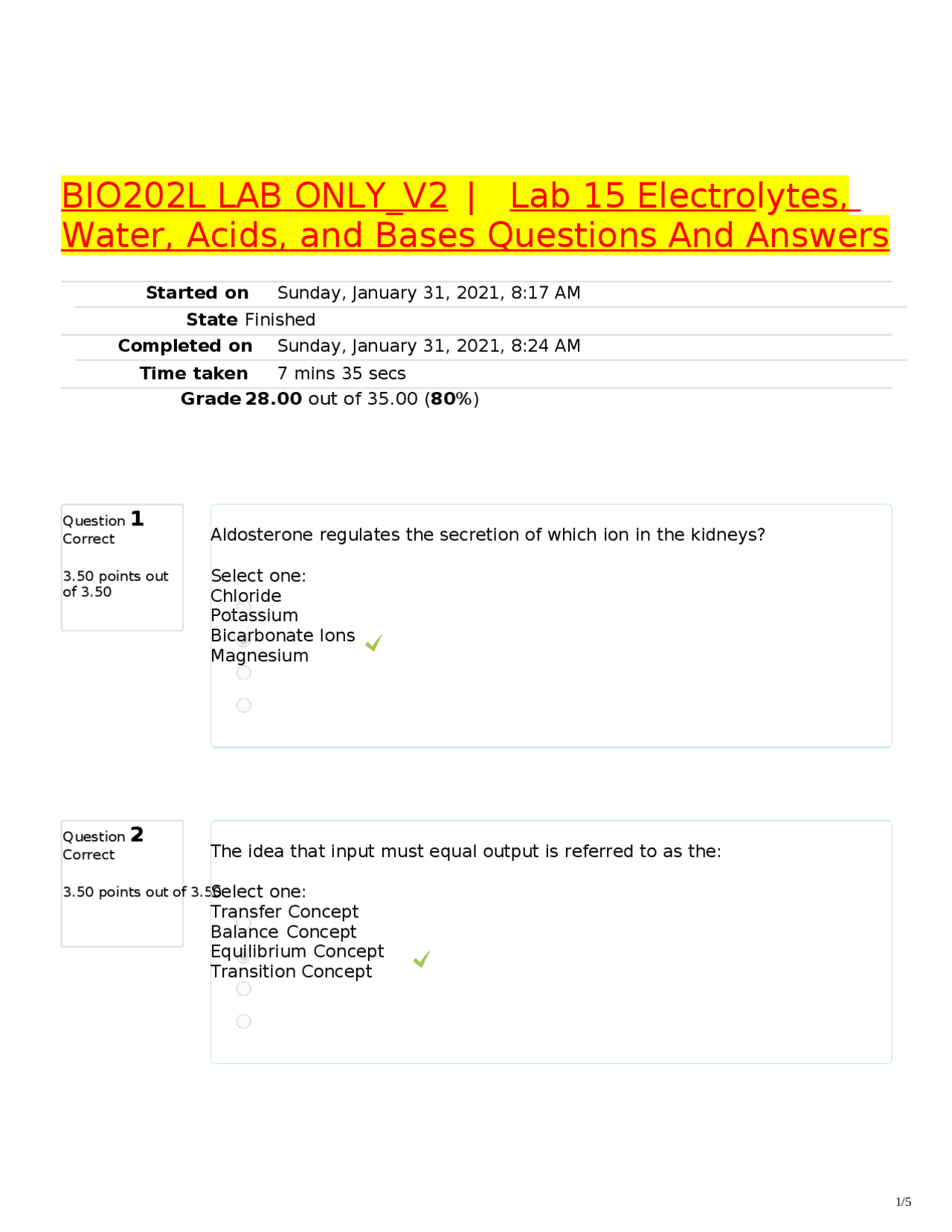 Bio202l Lab Onlyv2 Lab 15 Electrolytes Water Acids And Bases