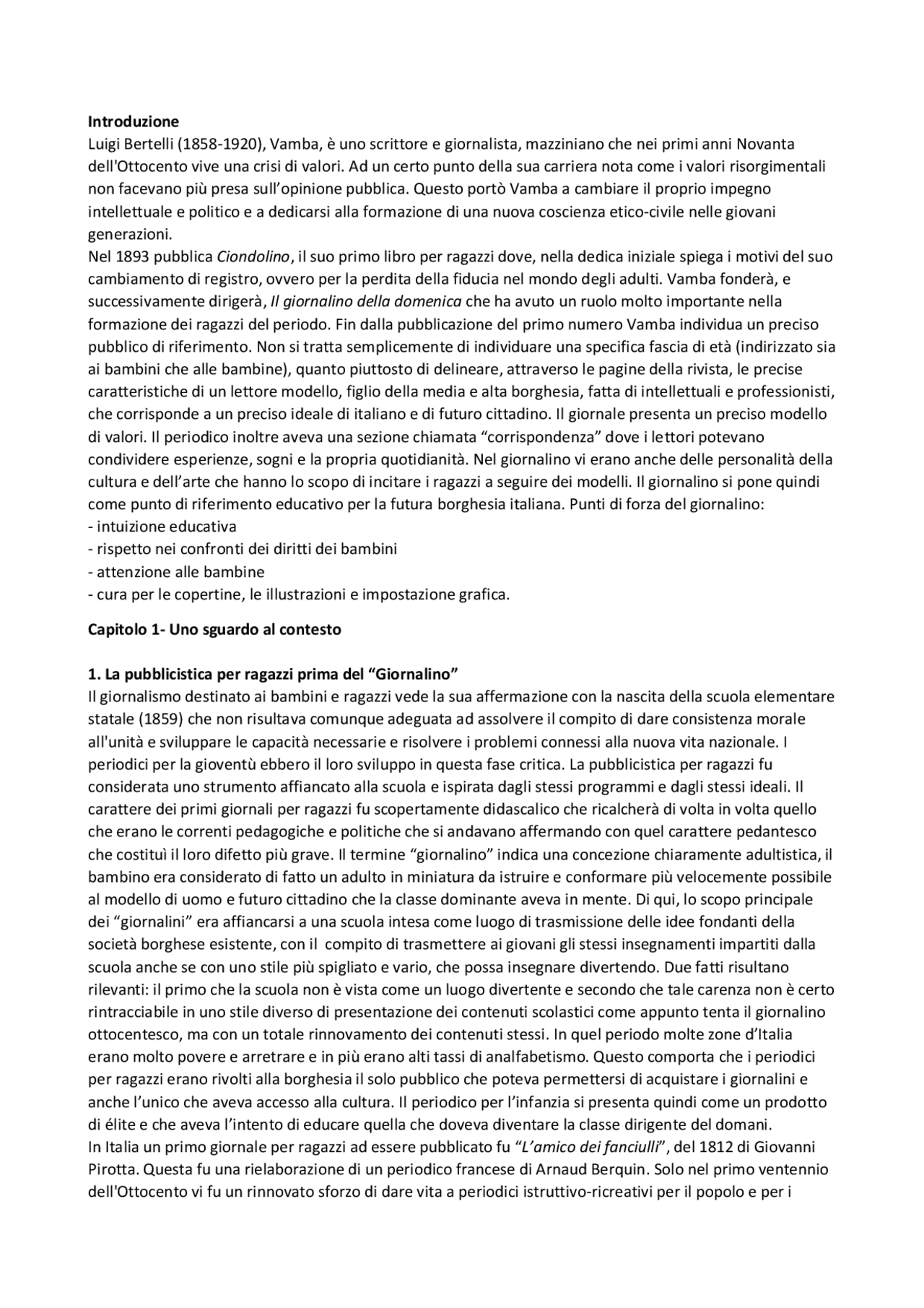 Riassunto Completo Vamba E La Grandezza Dei Piccoli Sintesi Del