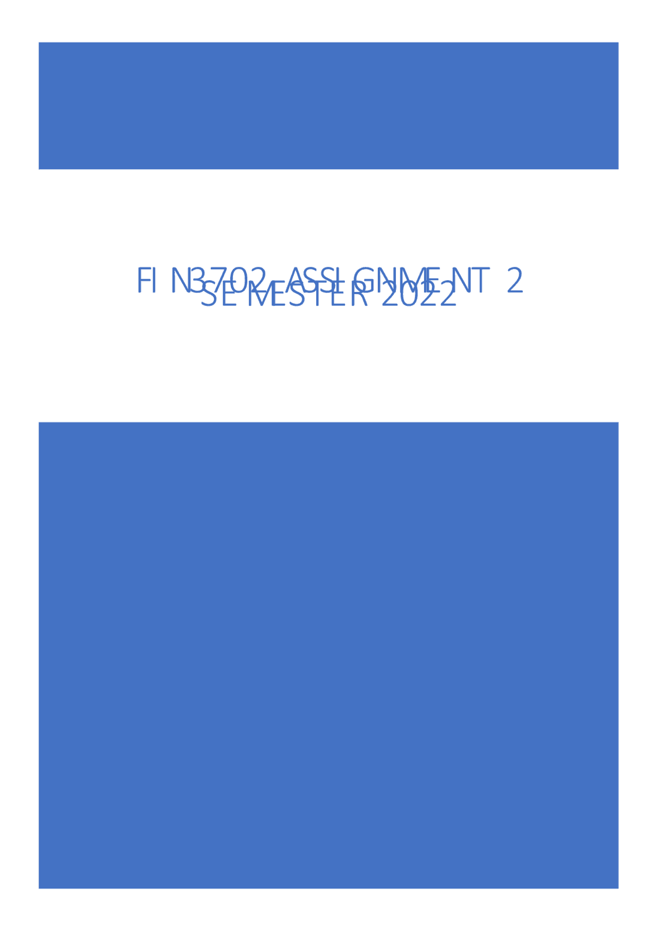 Fin3702 Assignment 2 Semester 2 2022 Exams Business Docsity