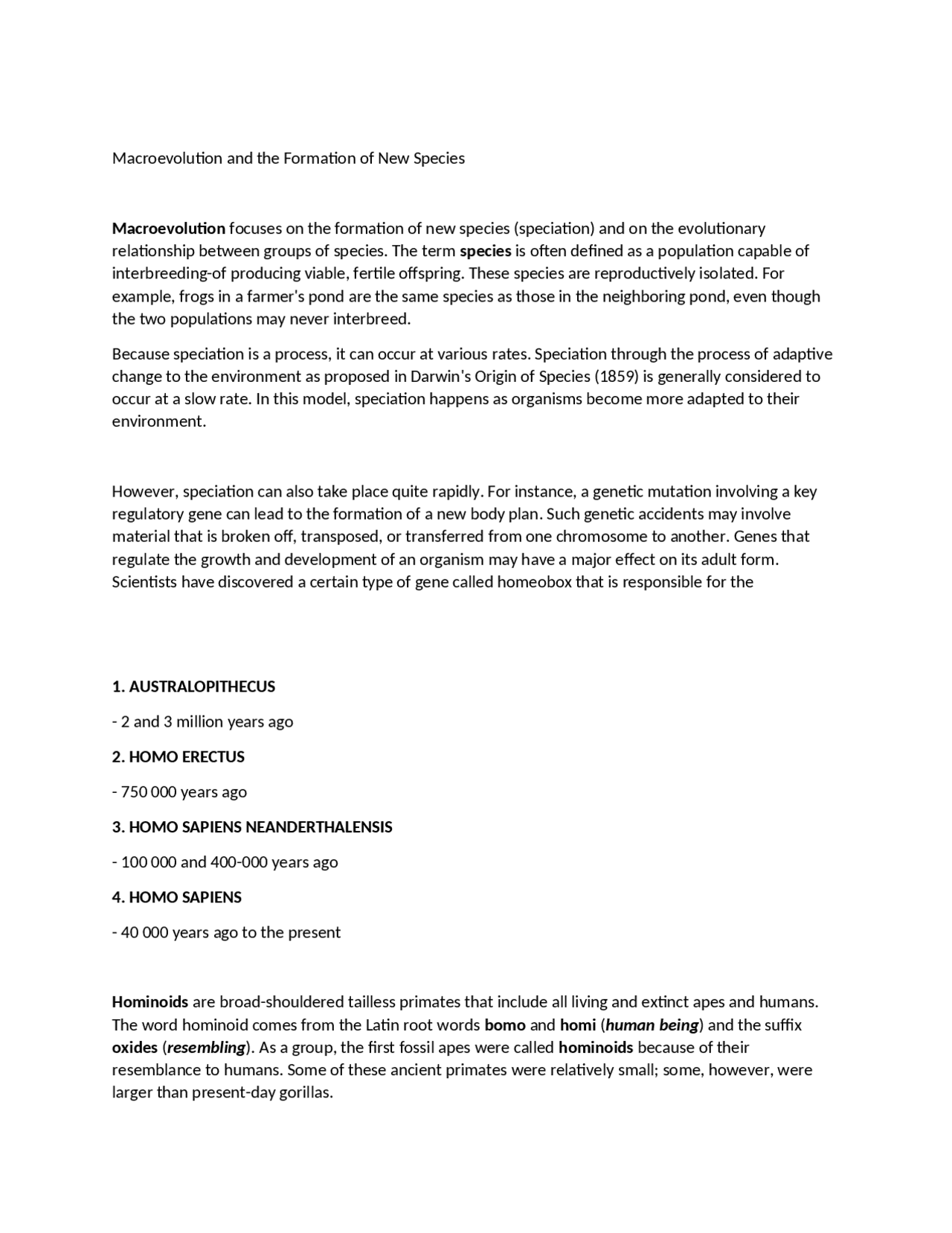 Macroevolution And Different Period Summaries Environmental Science