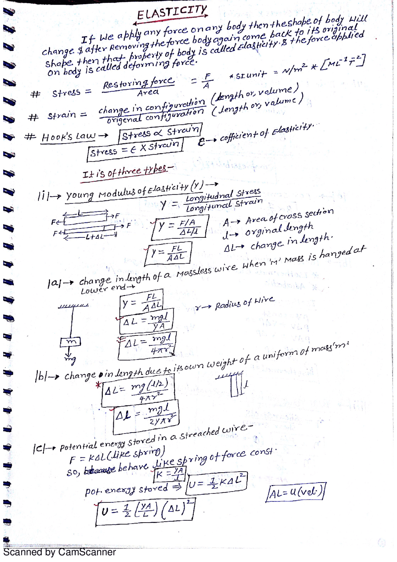 Physics |Elasticity and Surface tension| Pdf | Study notes Physics ...