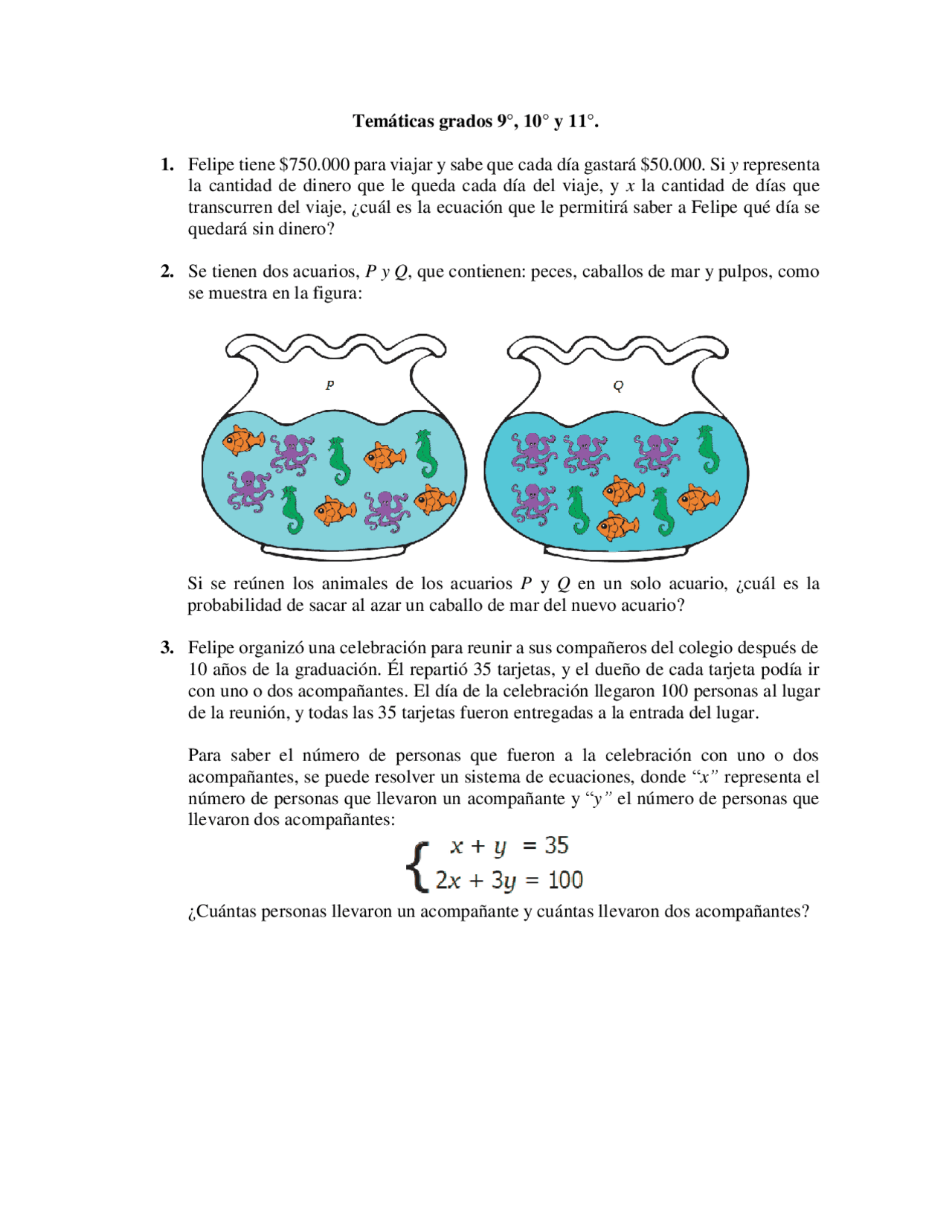 Rally matematico grado decimo | Ejercicios de Matemáticas | Docsity