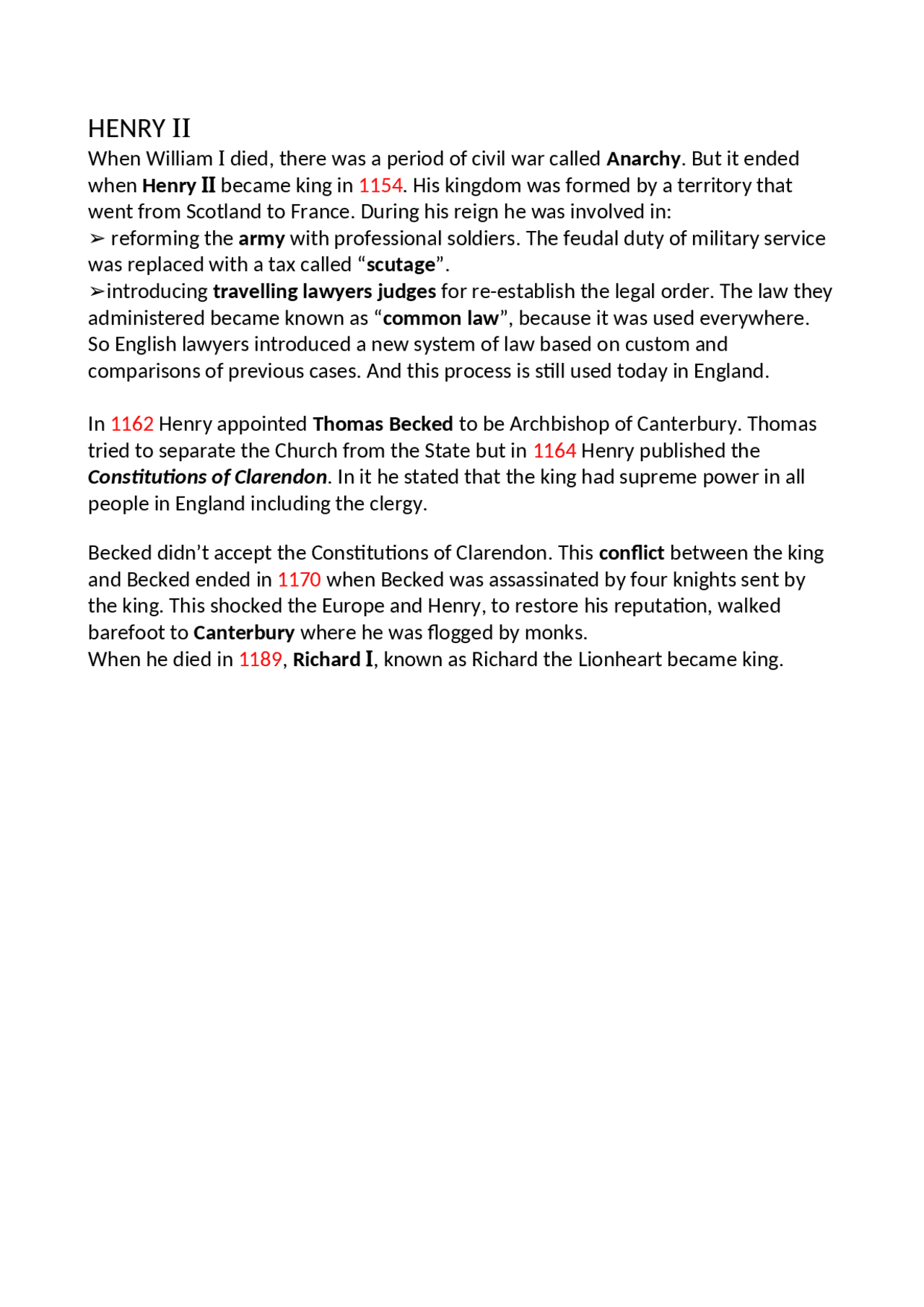 Appunti Henry Ii E Tutte Le Sue Riforme Appunti Di Inglese Docsity