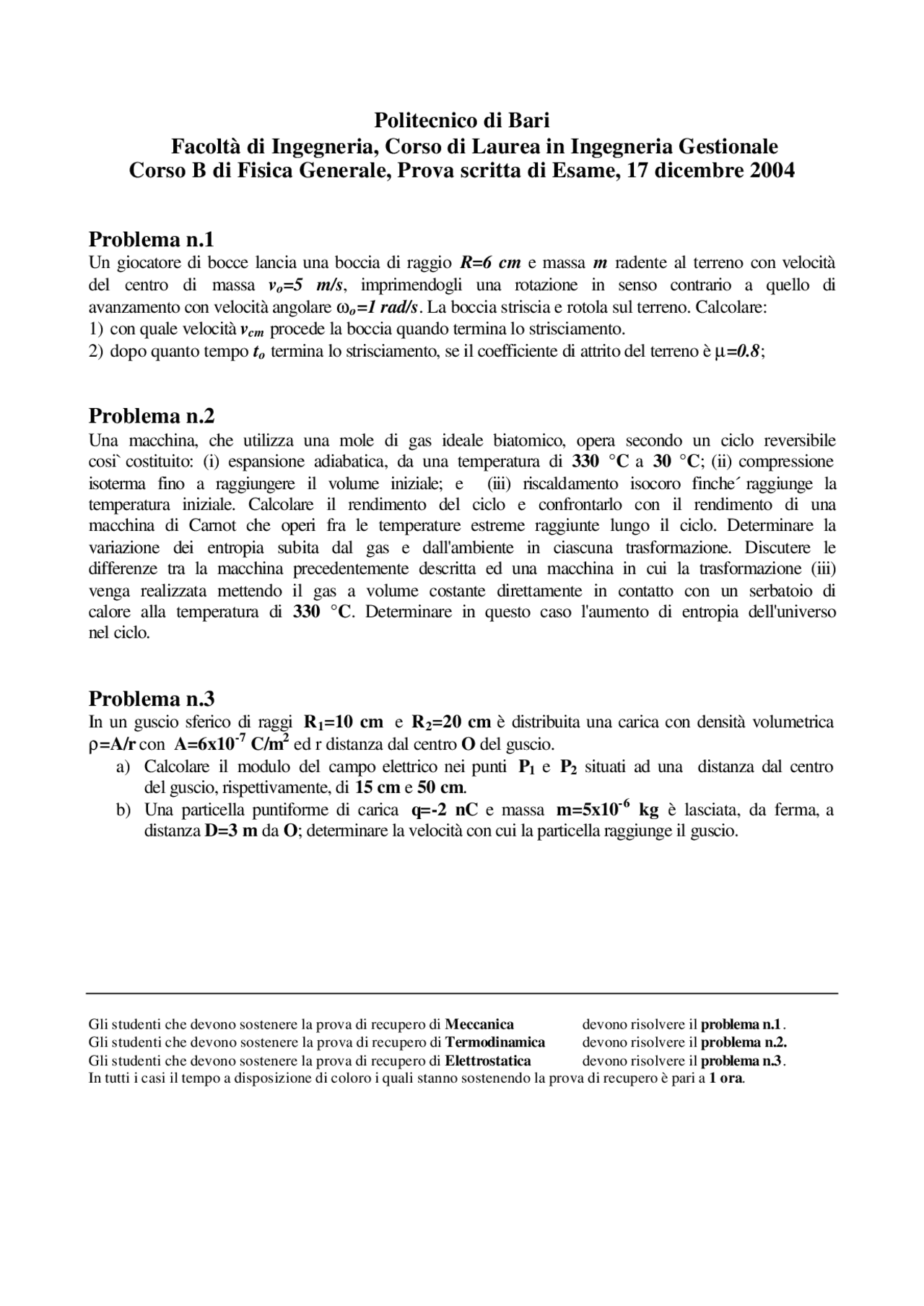 Esercizi Desame Svolti Di Fisica Esercizi Di Fisica Docsity