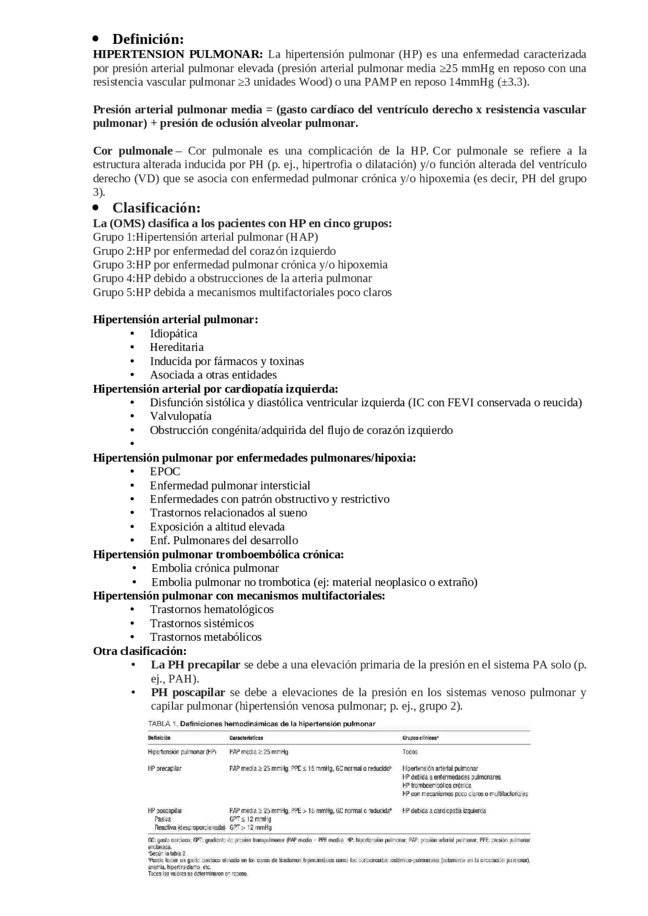 Hipertension Pulmonar Resúmenes De Fisiopatología Docsity