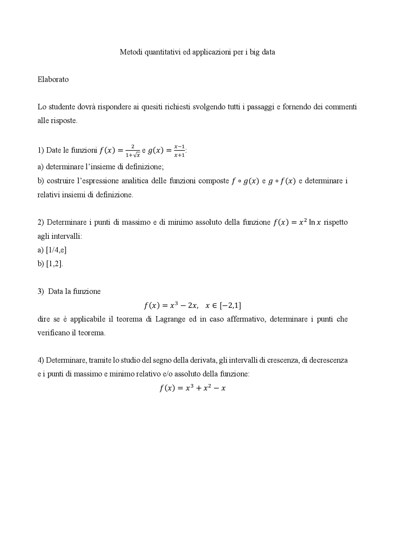 Elaborato Metodi 2 Punti Esercizi Di Metodi Numerici Docsity