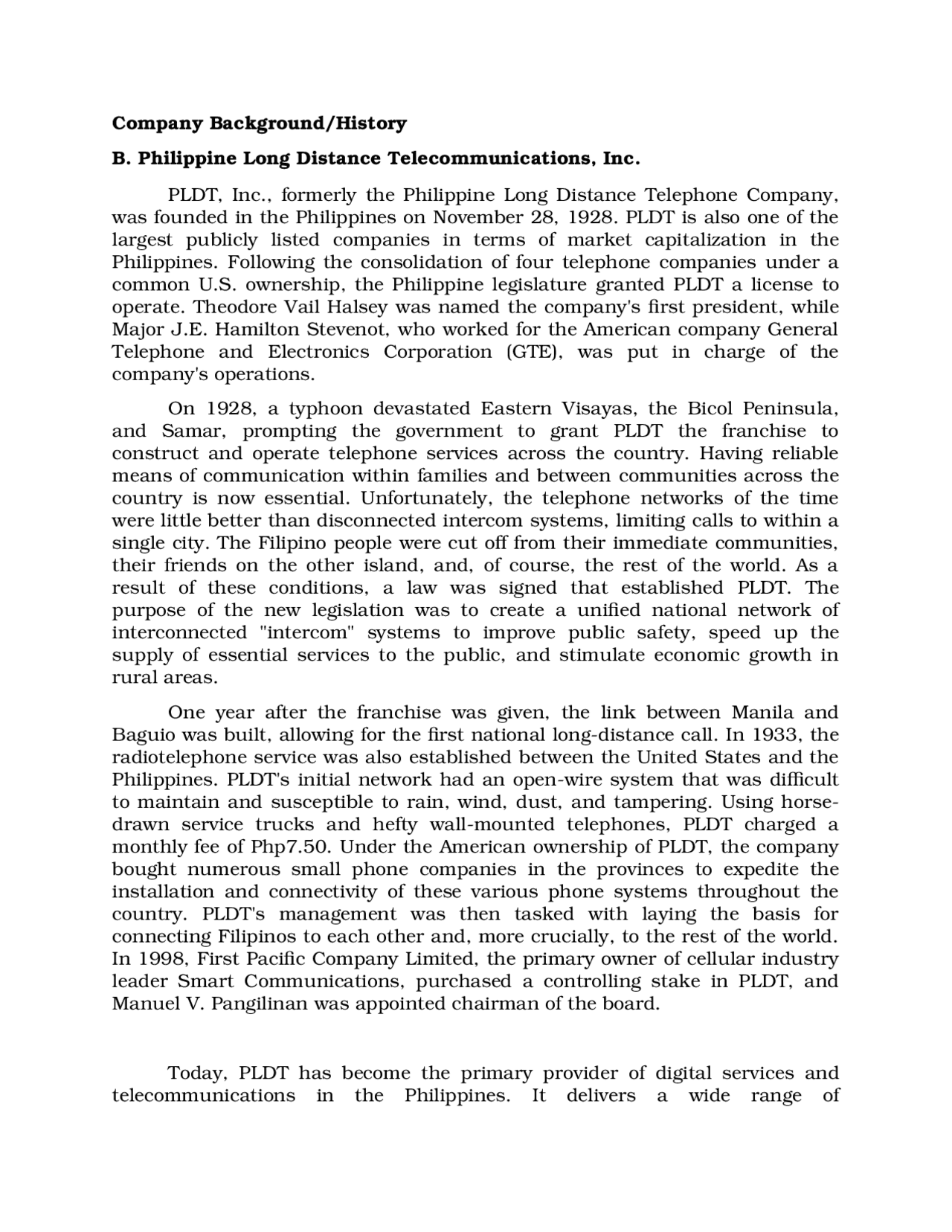 Pldt The Pioneering Telecommunications Giant Of The Philippines Lecture Notes Mathematics