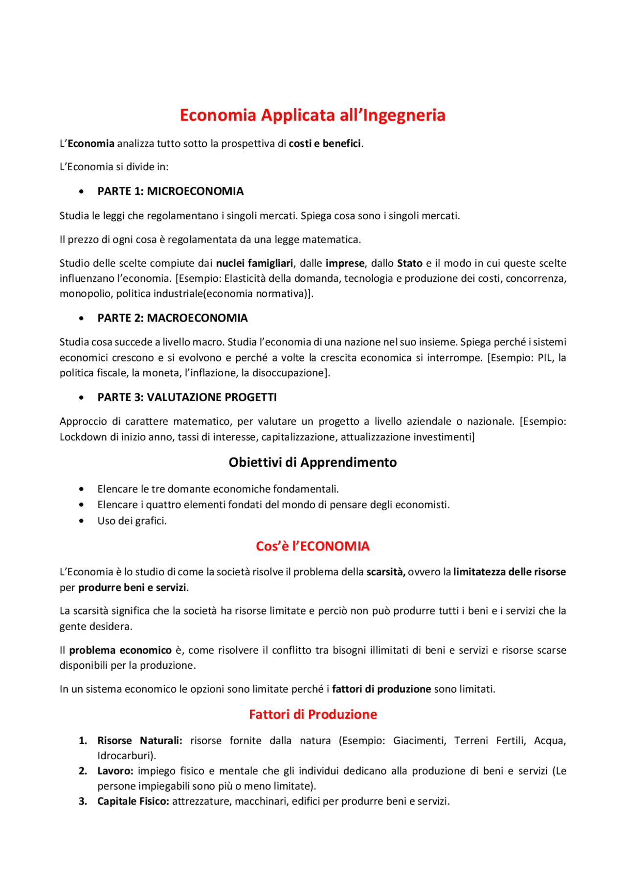 Economiaeconomia Applicata Allingegneria Appunti Di Economia Docsity