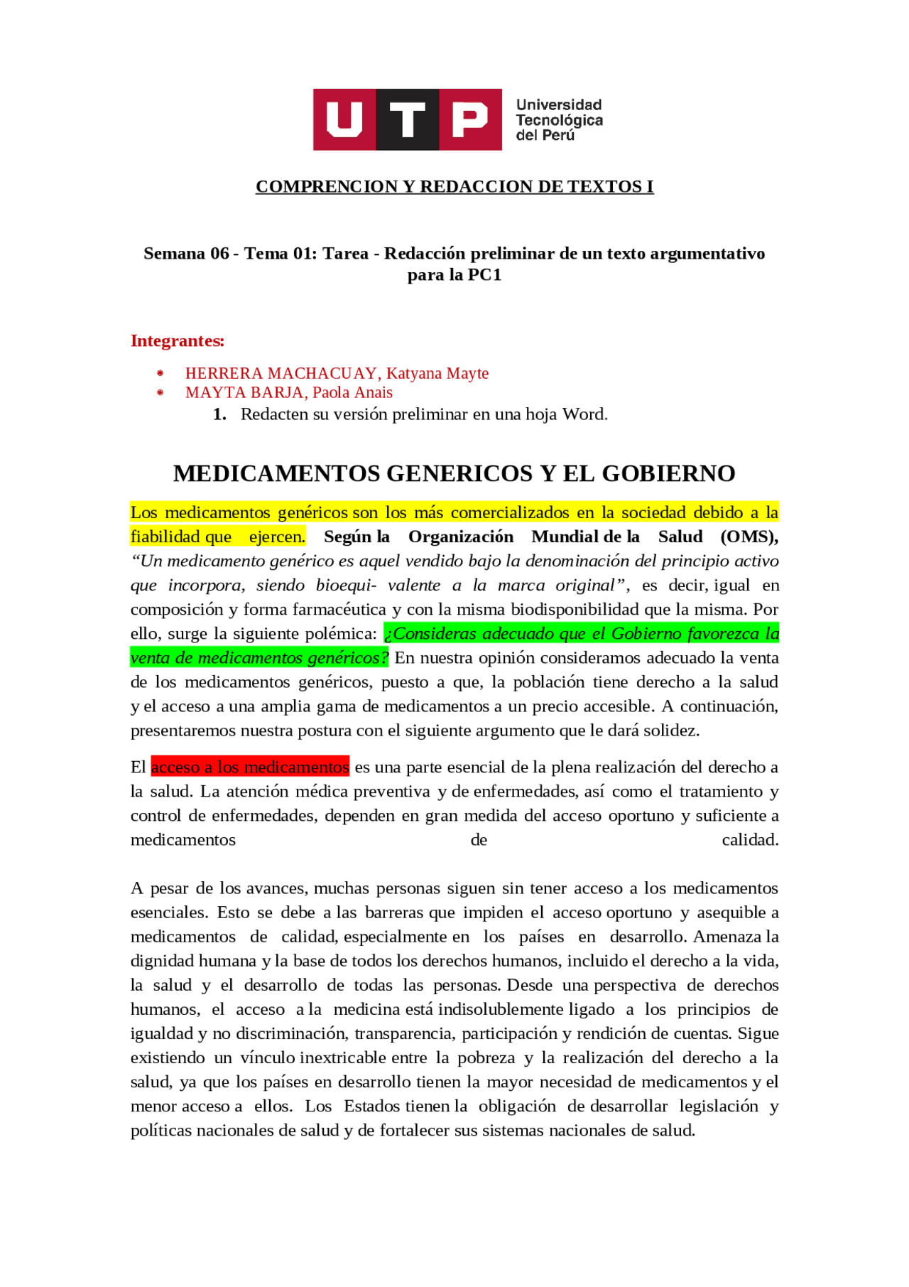 Redacción Preliminar De Un Texto Argumentativo Ejercicios De