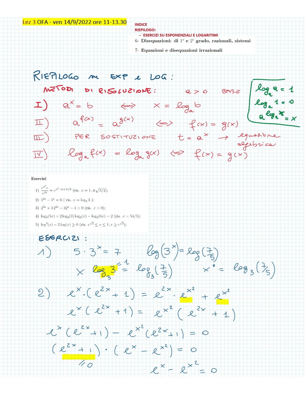 Lezione 3 dei calcoli | Exercises Mathematics | Docsity