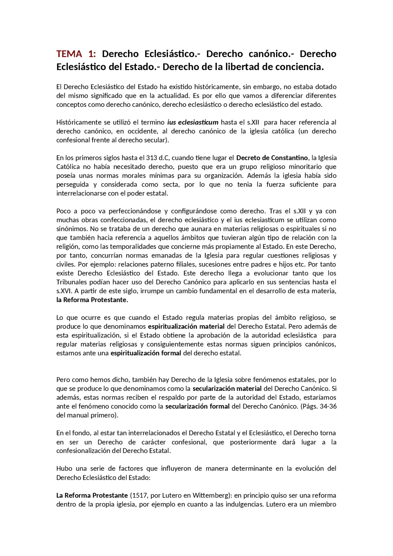 Apuntes Derecho EclesiÁstico Apuntes De Derecho Eclesiástico Docsity