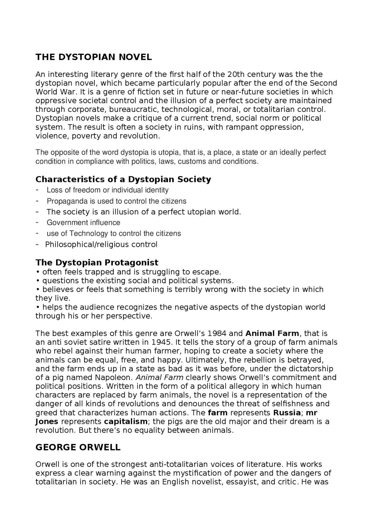 Dystopian novel, George Orwell and 1984, first and Second World War ...