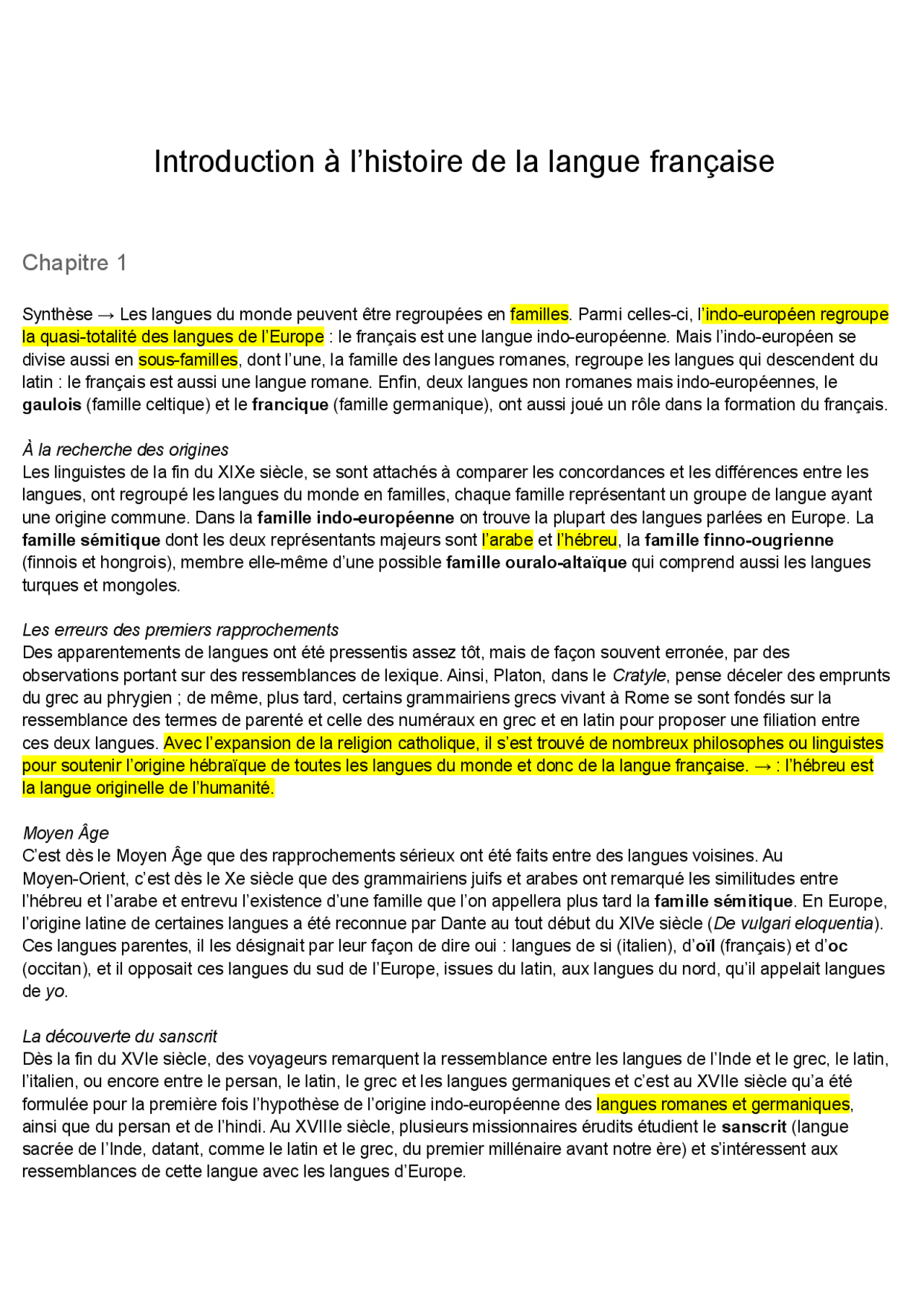 Introduction à l’histoire de la langue française | Appunti di Lingua ...