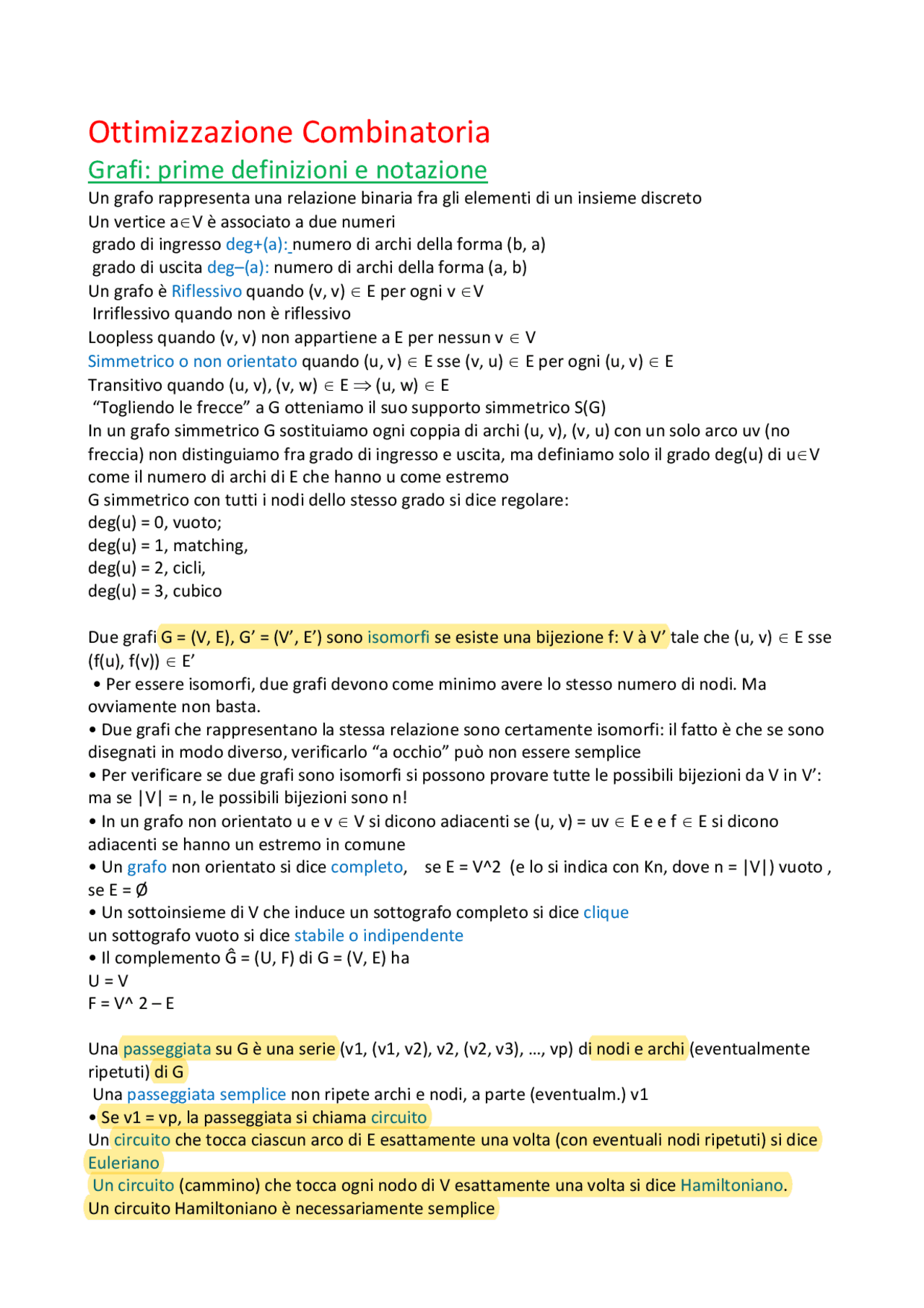 Riassunto Ottimizzazione Combinatoria Schemi E Mappe Concettuali Di